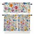 Colored Flowers Kitchen Curtains Valances and Tiers Set of 3 Spring ...