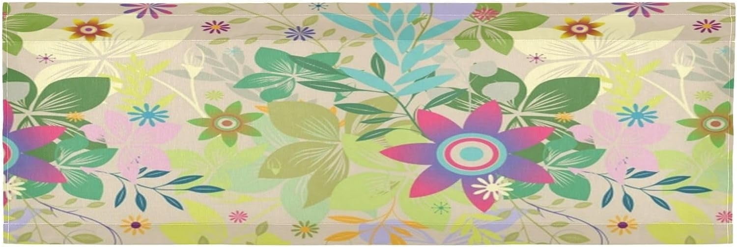 Colored Flowers Trolley Bag Curtain Drape, 54" x 18" Curtain Window ...