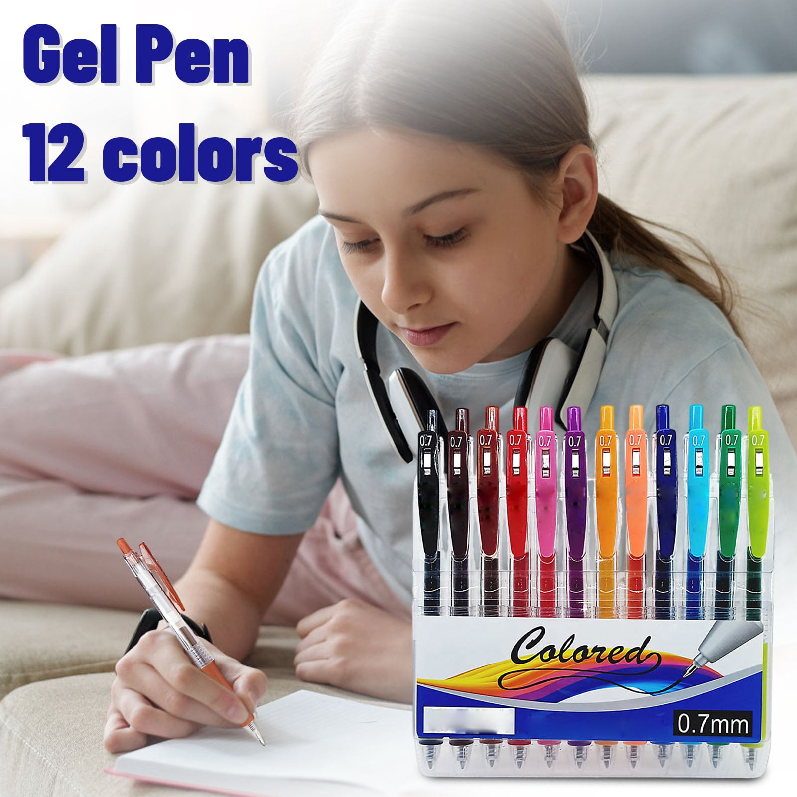 Colored Gel Pen 12-Piece Set With 12Ml Ink Capacity 0.7Mm Fine Tip ...
