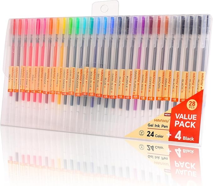 Colored Gel Pens, 0.5mm Fine Point Pen, 28-Count, Smooth Writing No ...