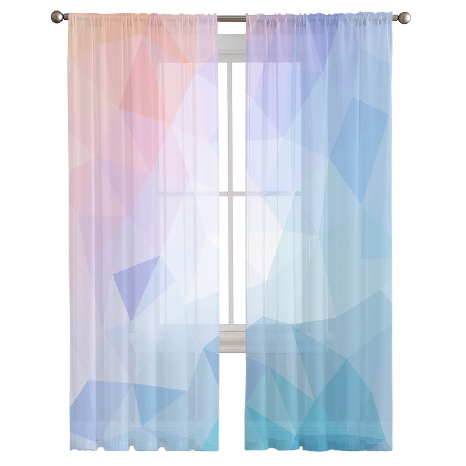 Colored Geometric Gradient Polygons Window Curtains Bedroom Modern ...