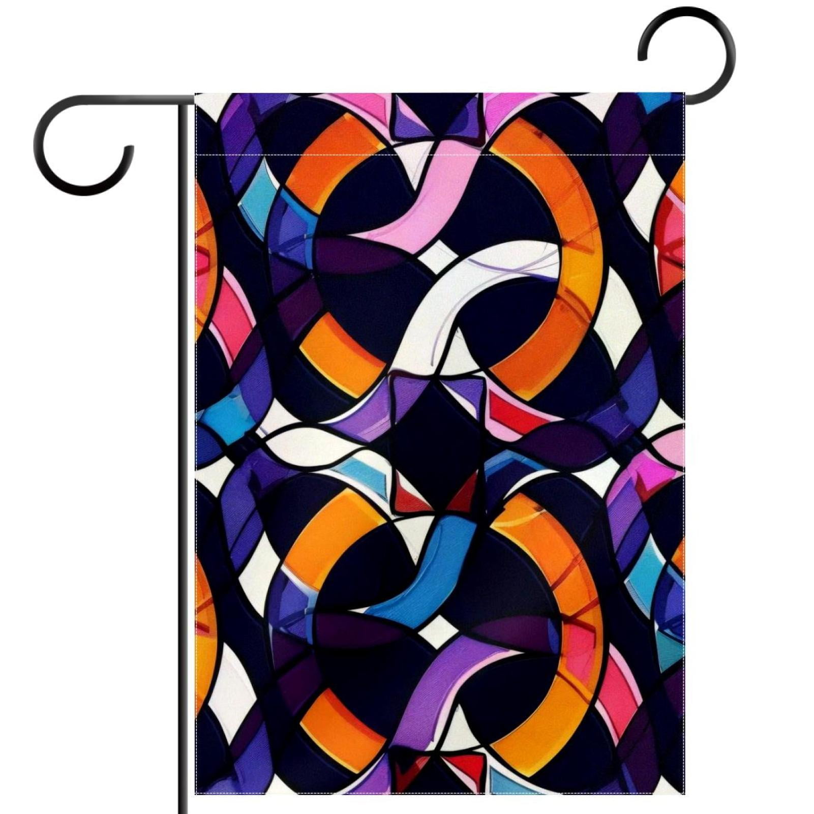 Colored Geometric Pattern Welcome Garden Flags, 12 x 18 Inch Double ...