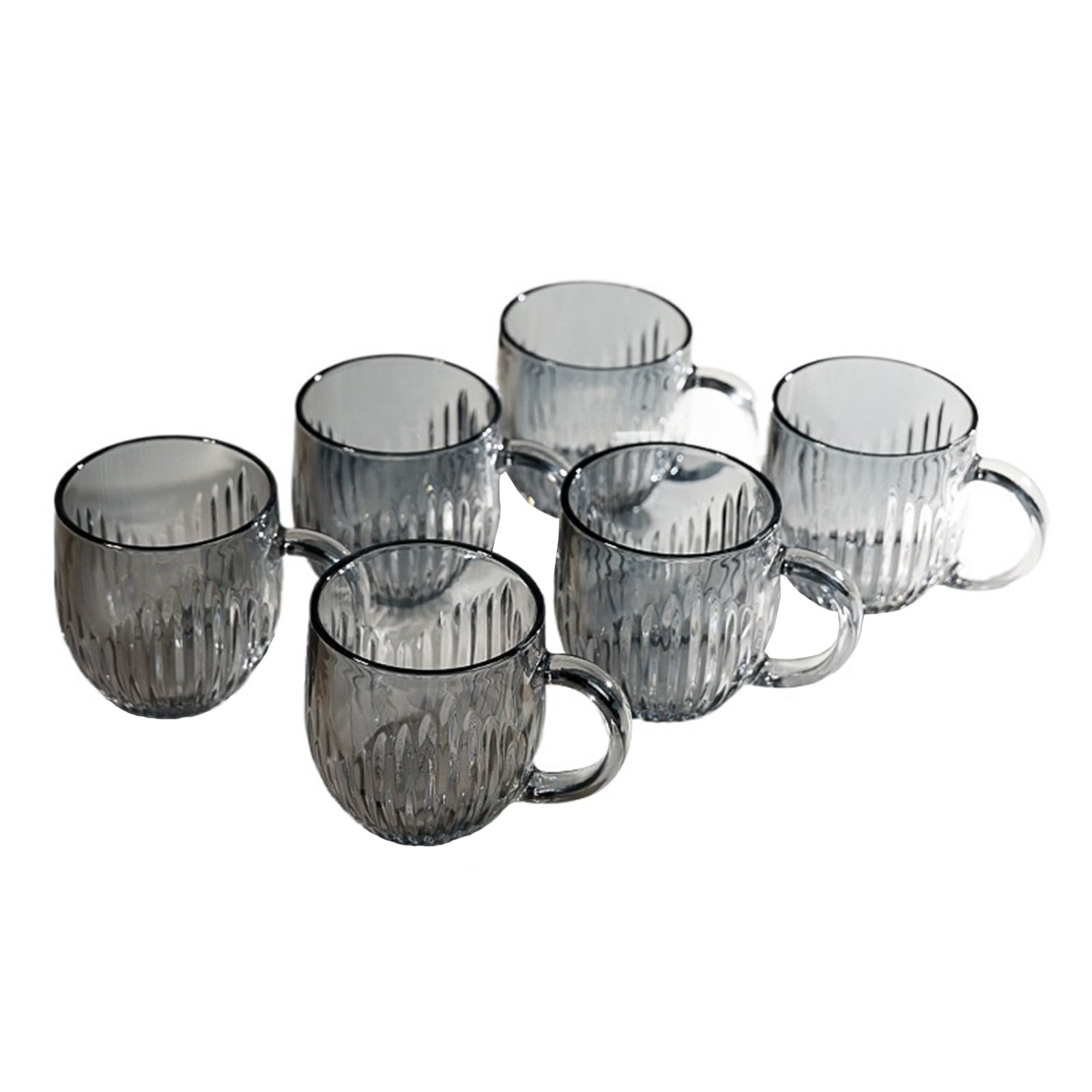 Colored Glass Mugs 6 Pack, 9 Oz Classic Vertical Stripes Glass Cup Set ...
