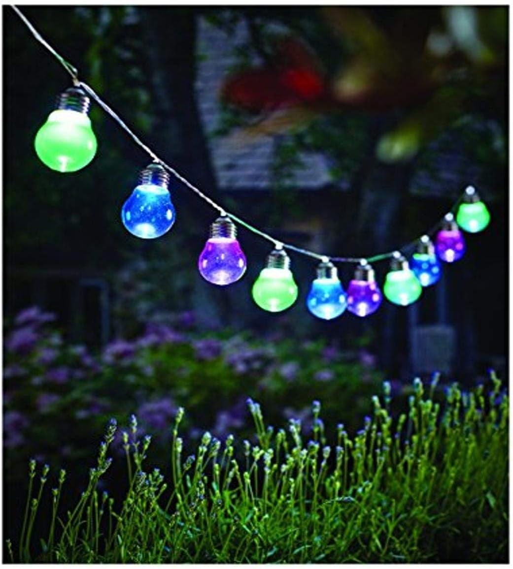 Colored Glass Solar Bulb LED String Lights - Walmart.com