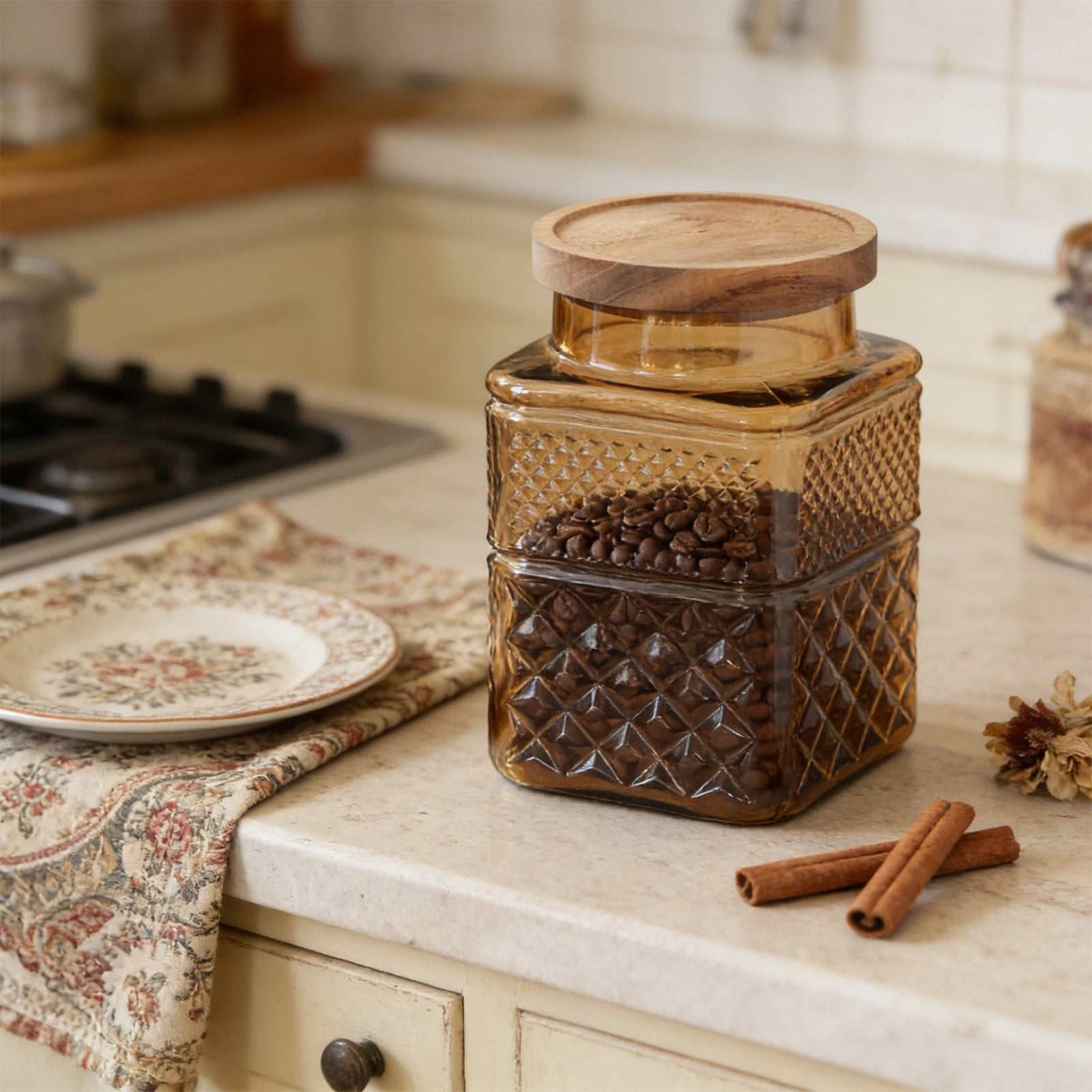 Colored Glass Storage Jars with Airtight Lid, Food Grade Dry Goods ...