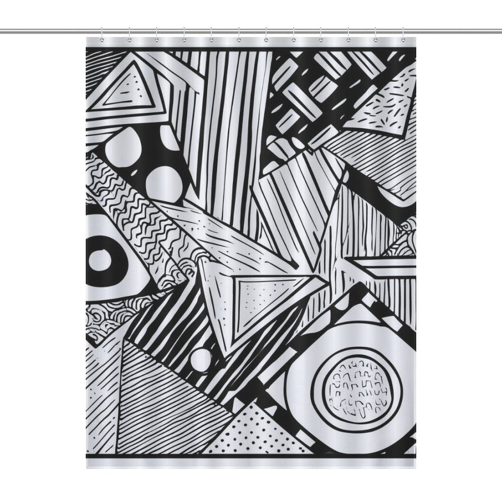 Colored Grid Geometry Cloth Fabric Bathroom Decor Set with Hooks ...
