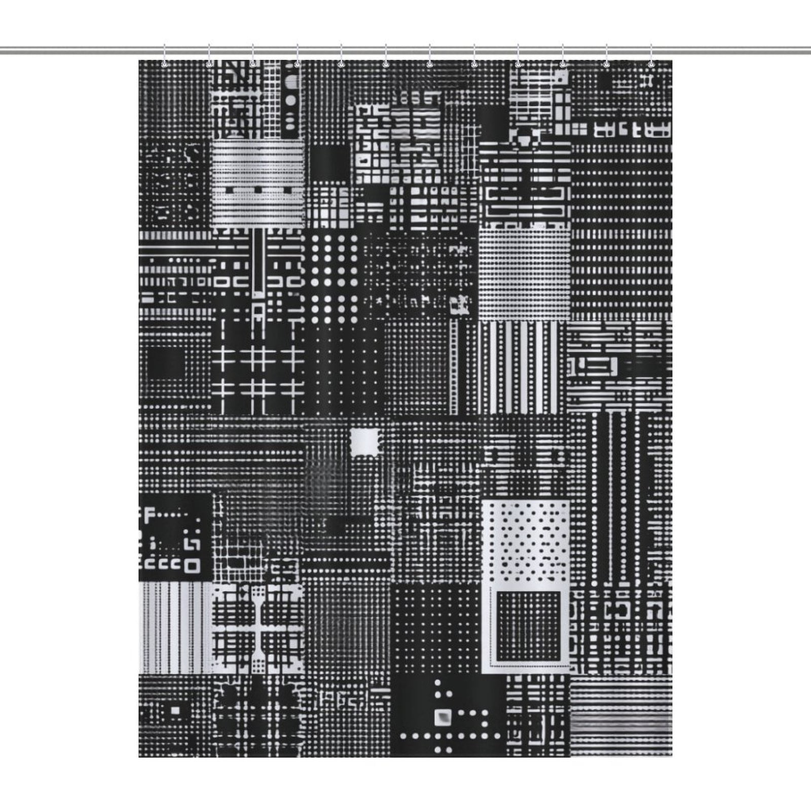 Colored Grid Geometry Cloth Fabric Bathroom Decor Set with Hooks ...