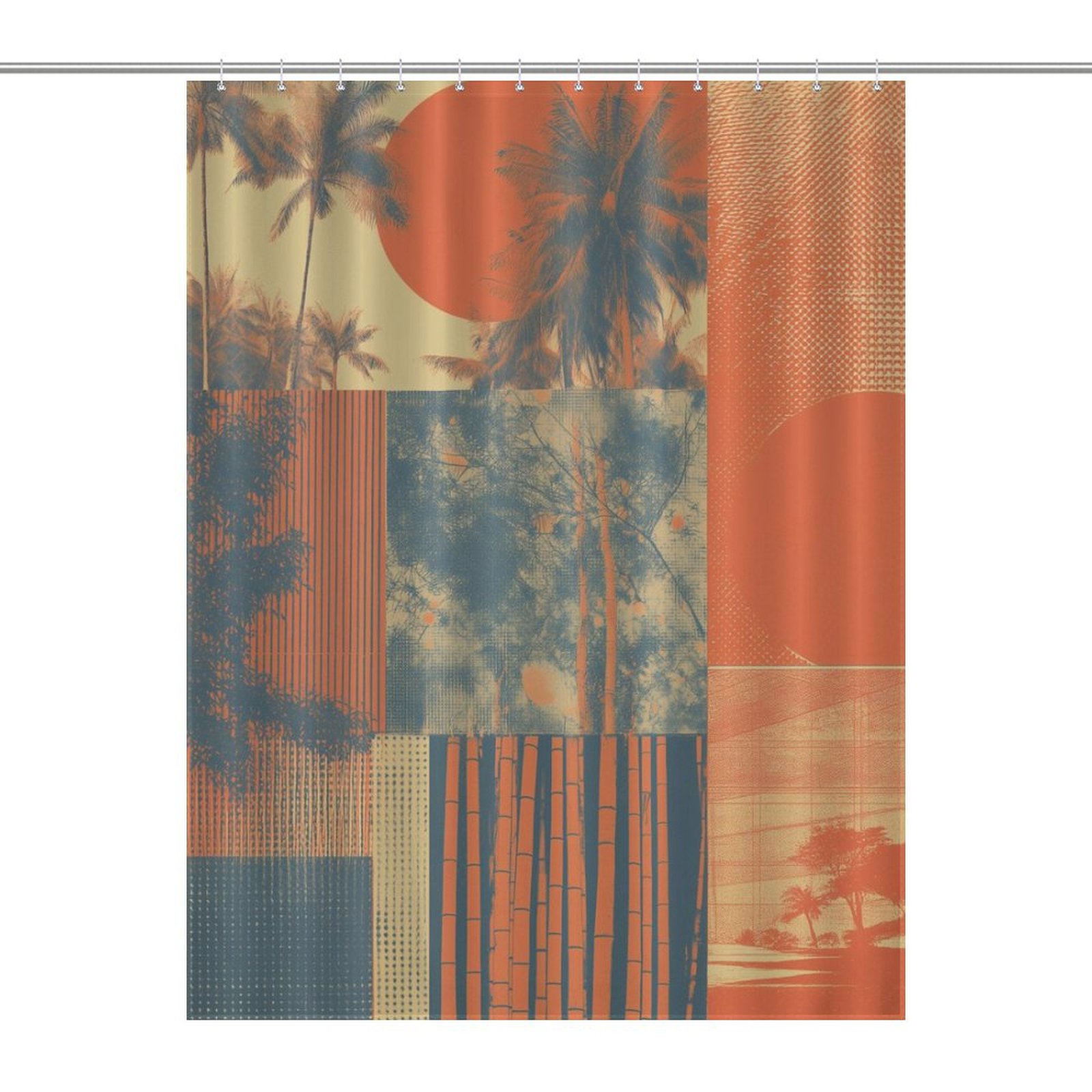 Colored Grid Geometry Cloth Fabric Bathroom Decor Set with Hooks ...