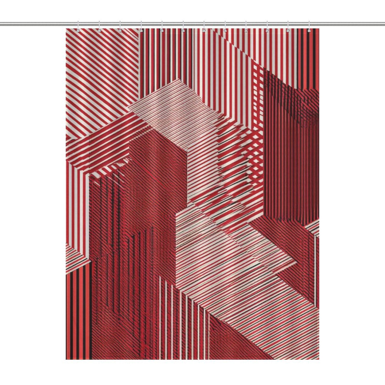 Colored Grid Geometry Cloth Fabric Bathroom Decor Set with Hooks ...