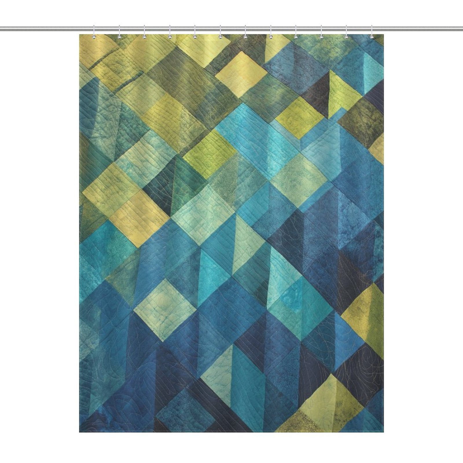 Colored Grid Geometry Cloth Fabric Bathroom Decor Set with Hooks ...