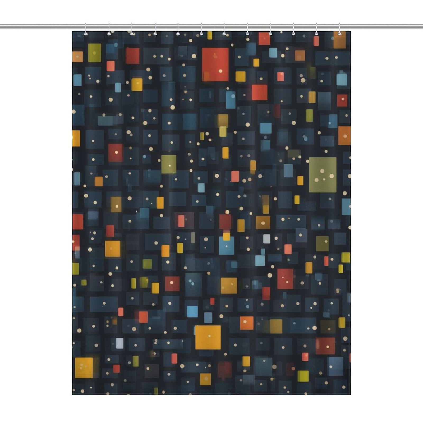 Colored Grid Geometry Cloth Fabric Bathroom Decor Set with Hooks ...