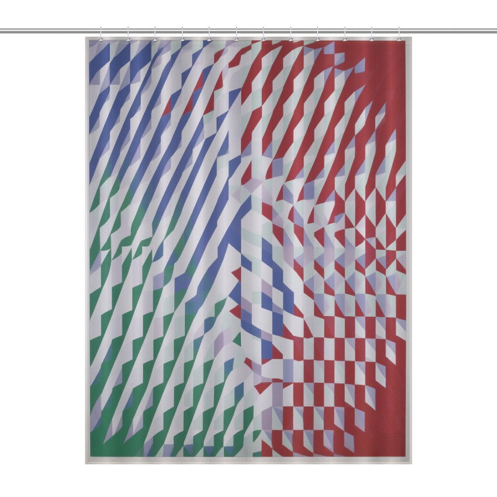 Colored Grid Geometry Cloth Fabric Bathroom Decor Set with Hooks ...