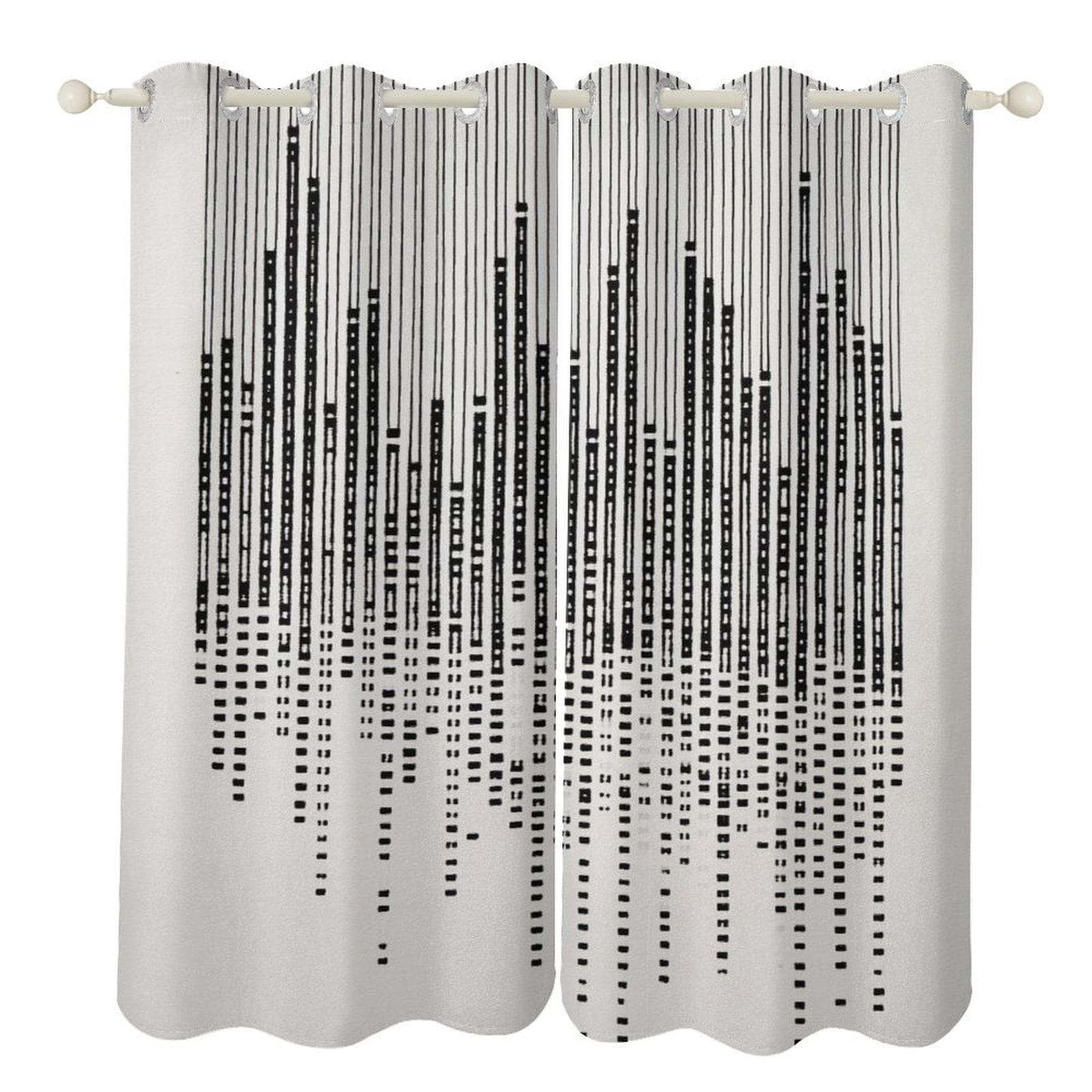 Colored Grid Geometry Grommet Blackout Curtains for Bedroom And Living ...