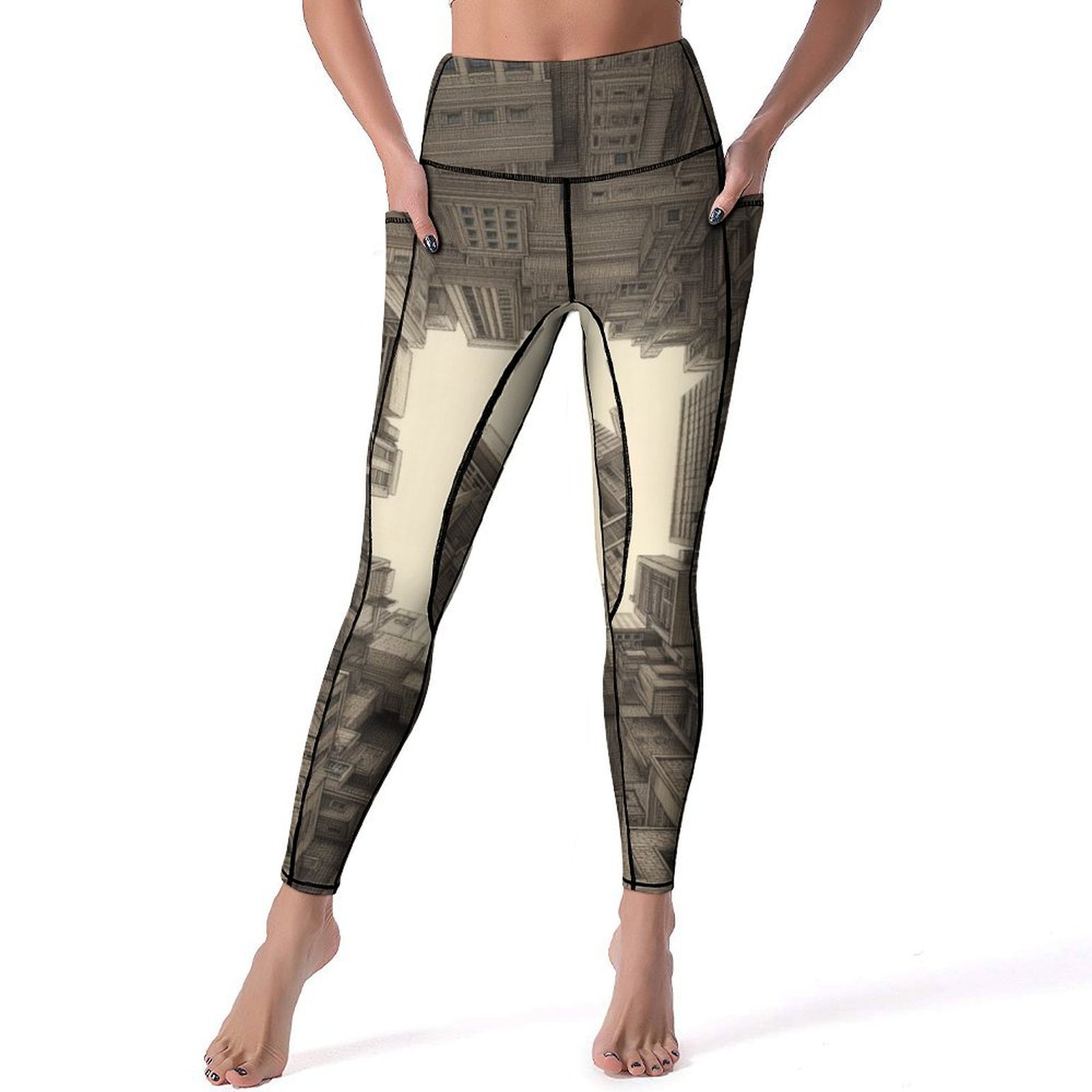 Colored Grid Geometry High Waisted Leggings for Women No See Through ...
