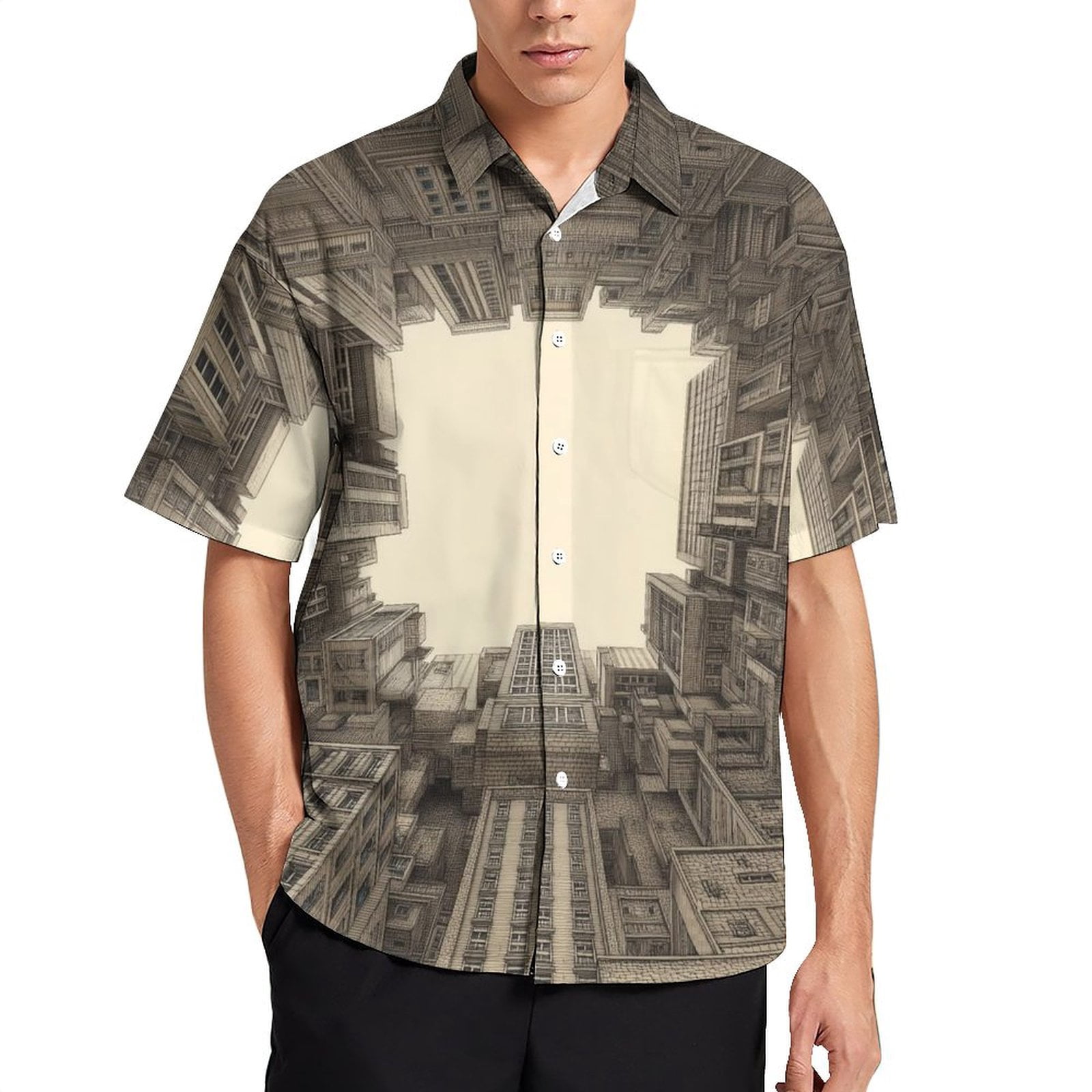 Colored Grid Geometry Men's Shirt Short Sleeves Printed Button Down ...