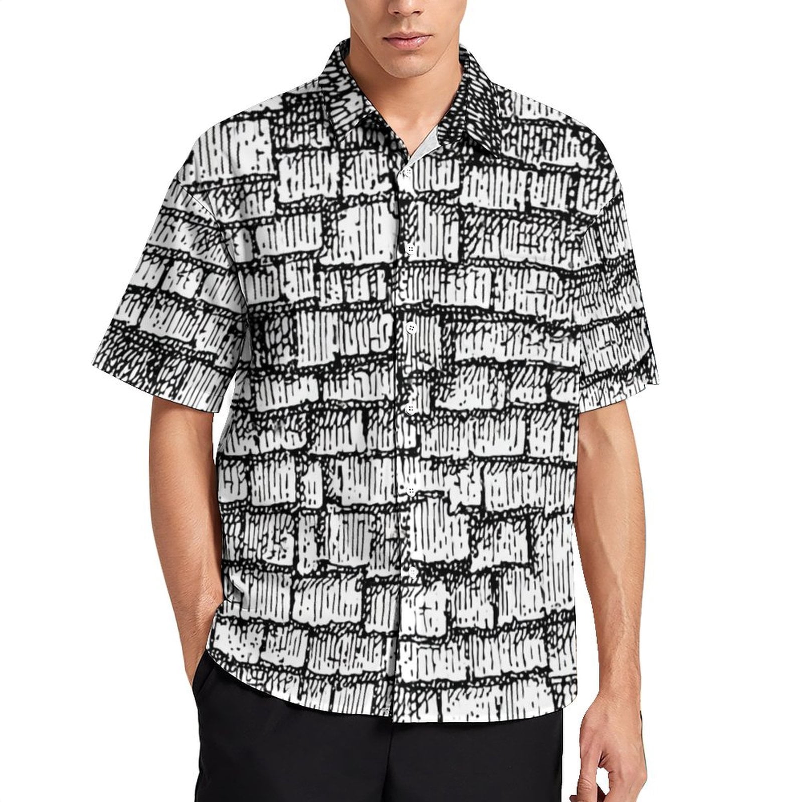 Colored Grid Geometry Men's Shirt Short Sleeves Printed Button Down ...