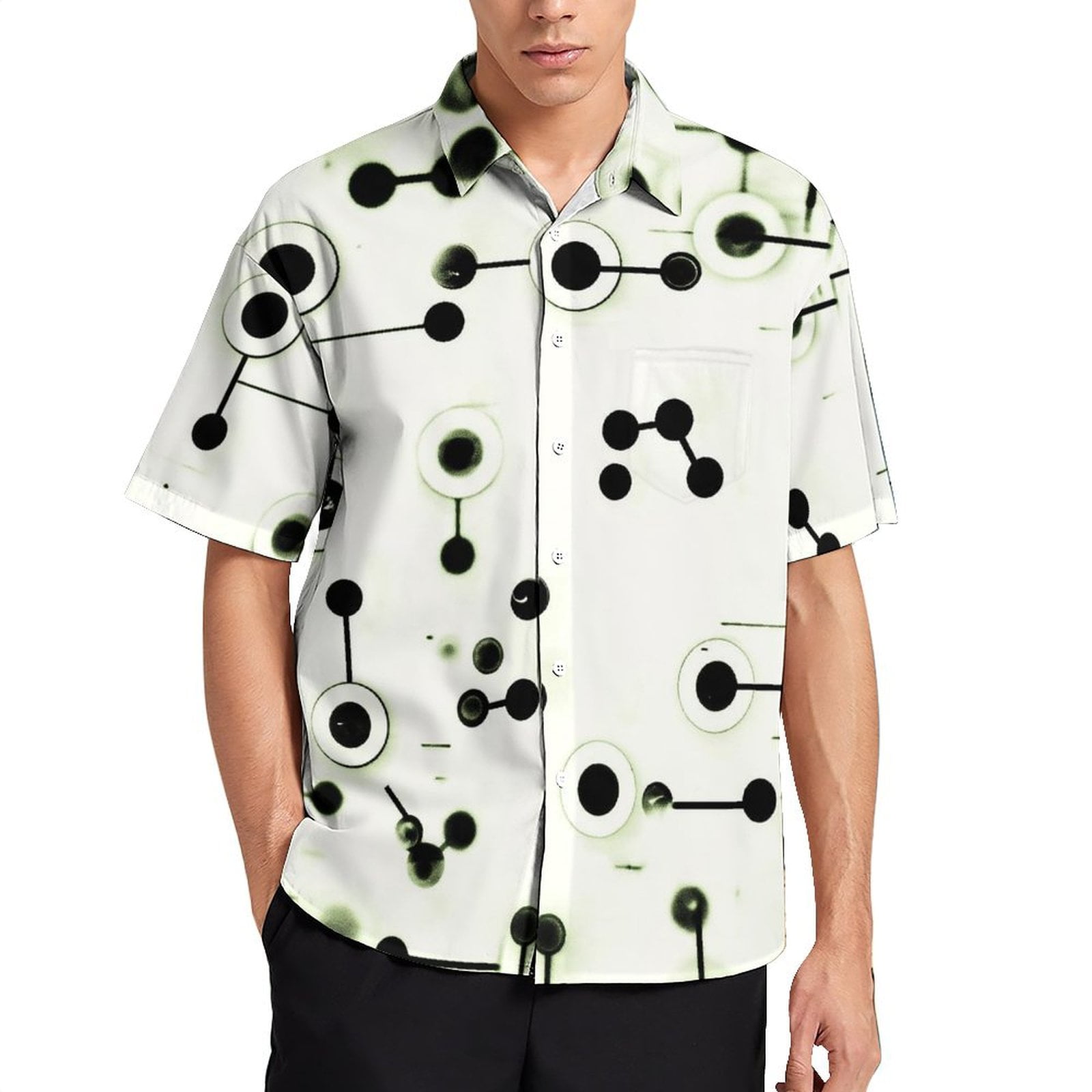 Colored Grid Geometry Men's Shirts Short Sleeve Casual Shirts Button ...