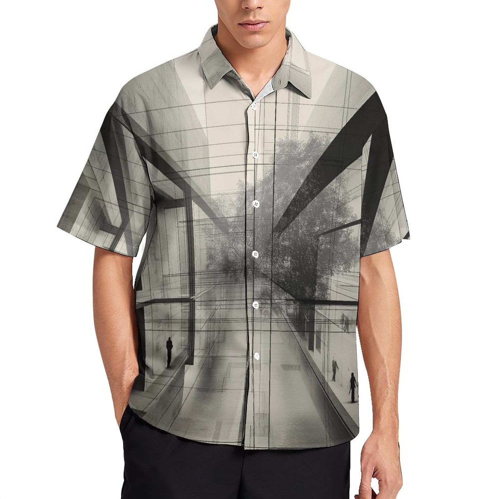 Colored Grid Geometry Men's Shirts Short Sleeve Casual Shirts Button ...