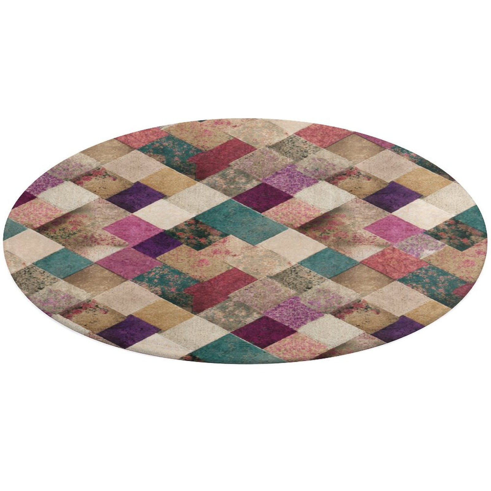 Colored Grid Geometry Round Carpet Living Room Carpet Modern And ...