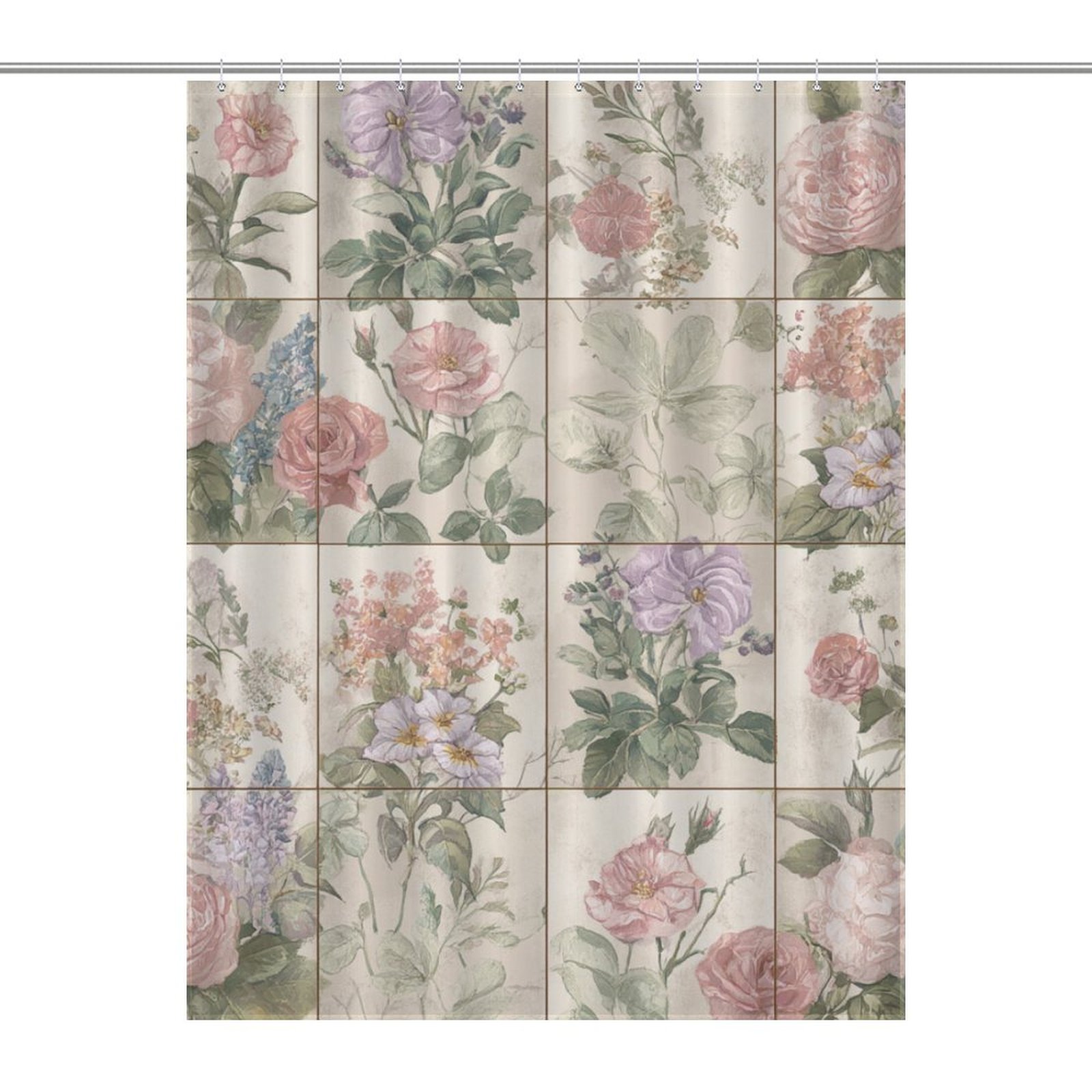 Colored Grid Geometry Shower Curtain , Enchanted Forest Scenic Bathroom ...
