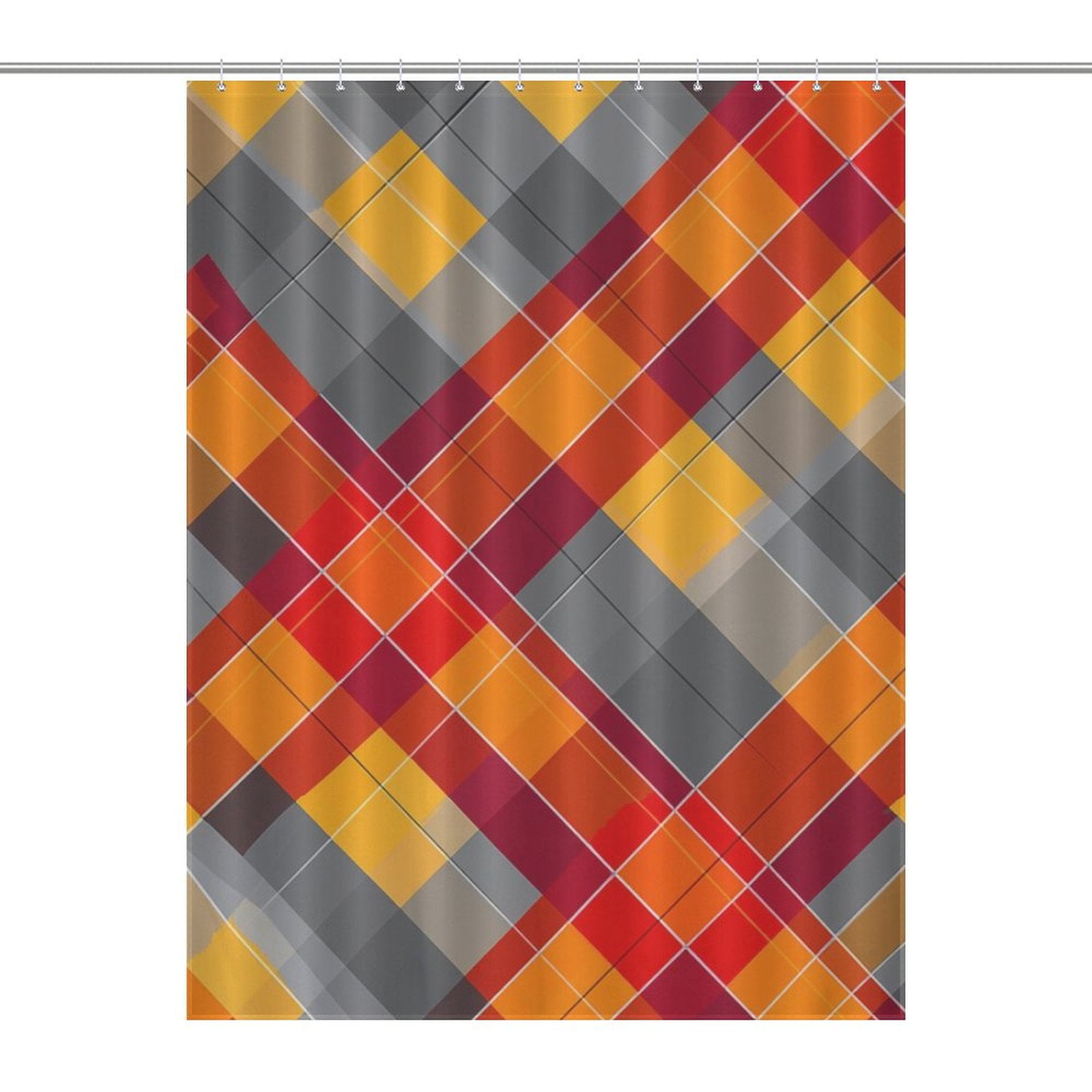 Colored Grid Geometry Shower Curtains - Bath Shower Curtain Set with 12 ...