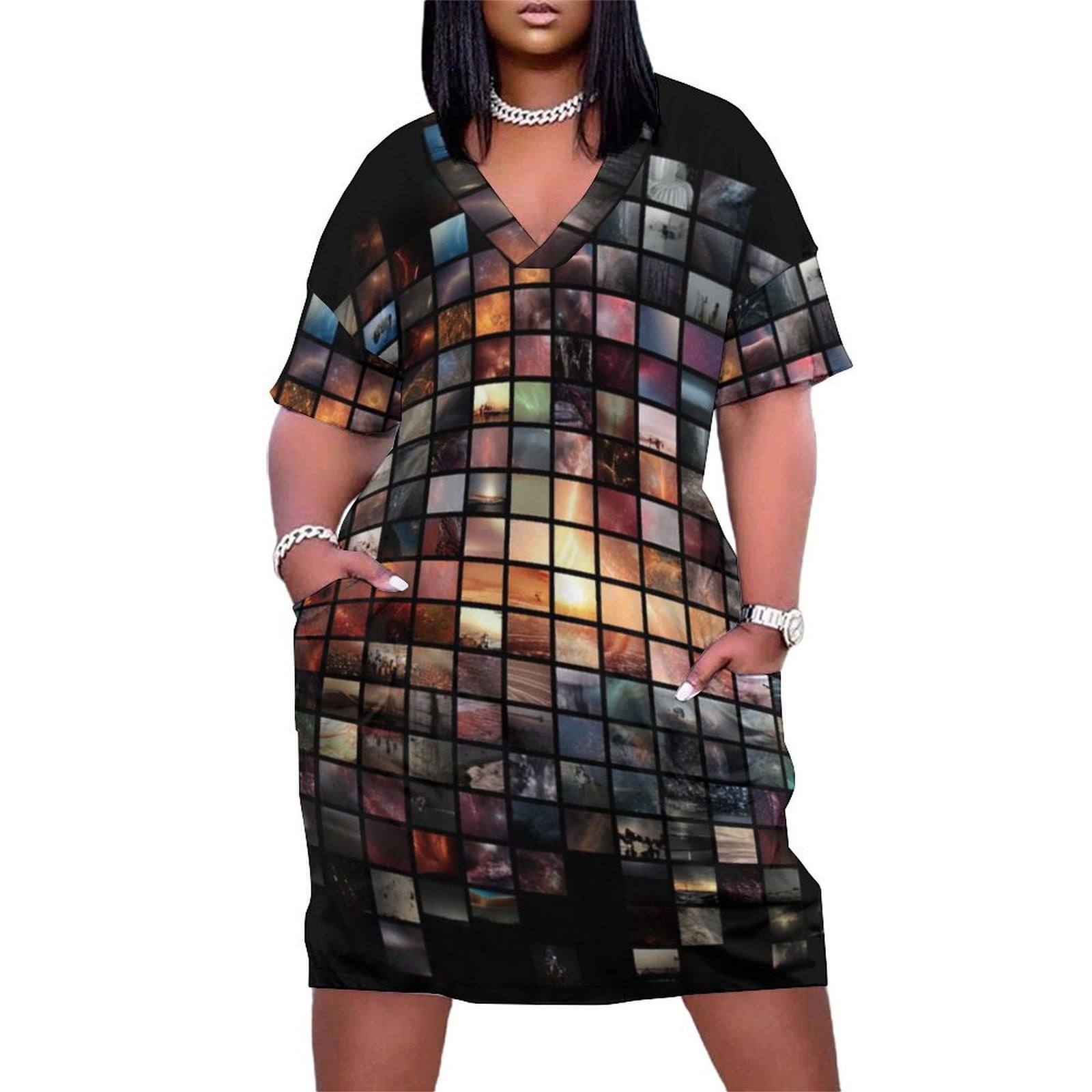 Colored Grid Geometry Summer Dresses for Women Beach Boho - Walmart.com