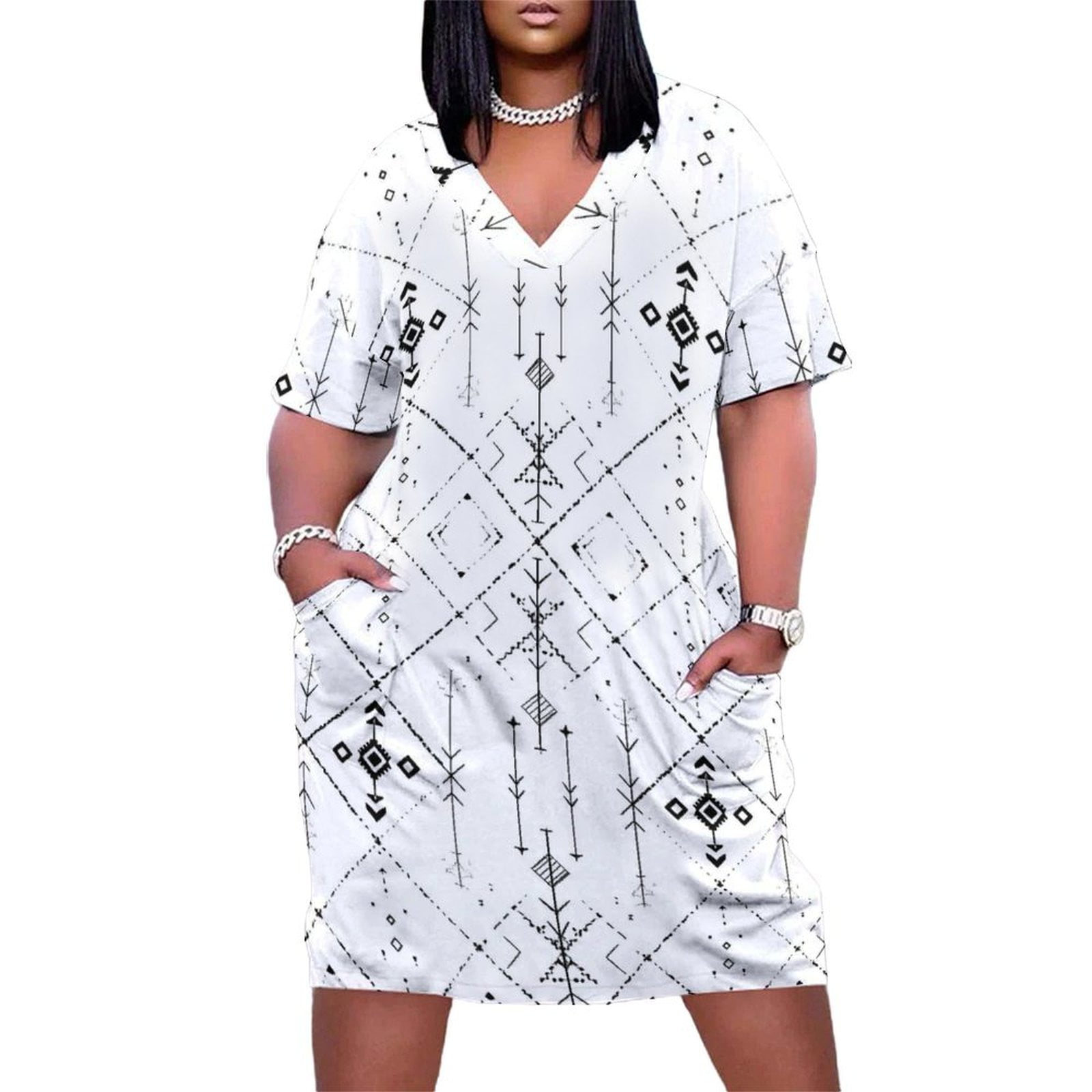 Colored Grid Geometry Summer Dresses for Women Beach Boho - Walmart.com