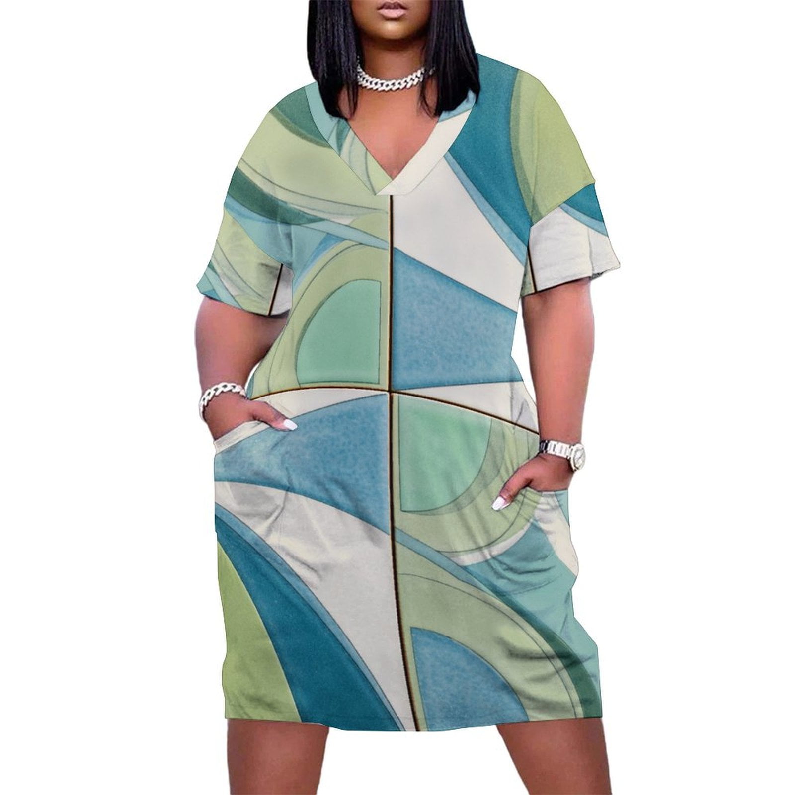 Colored Grid Geometry Summer Dresses for Women Beach Boho - Walmart.com