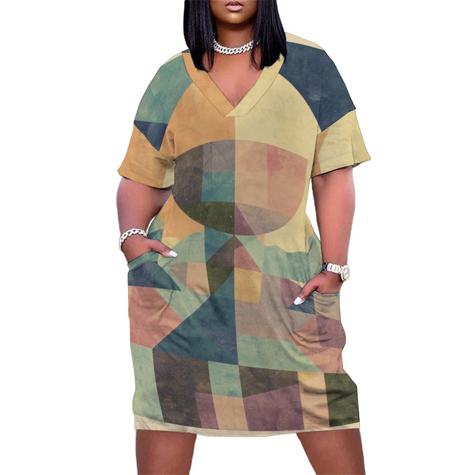 Colored Grid Geometry Summer Dresses for Women Beach Boho - Walmart.com
