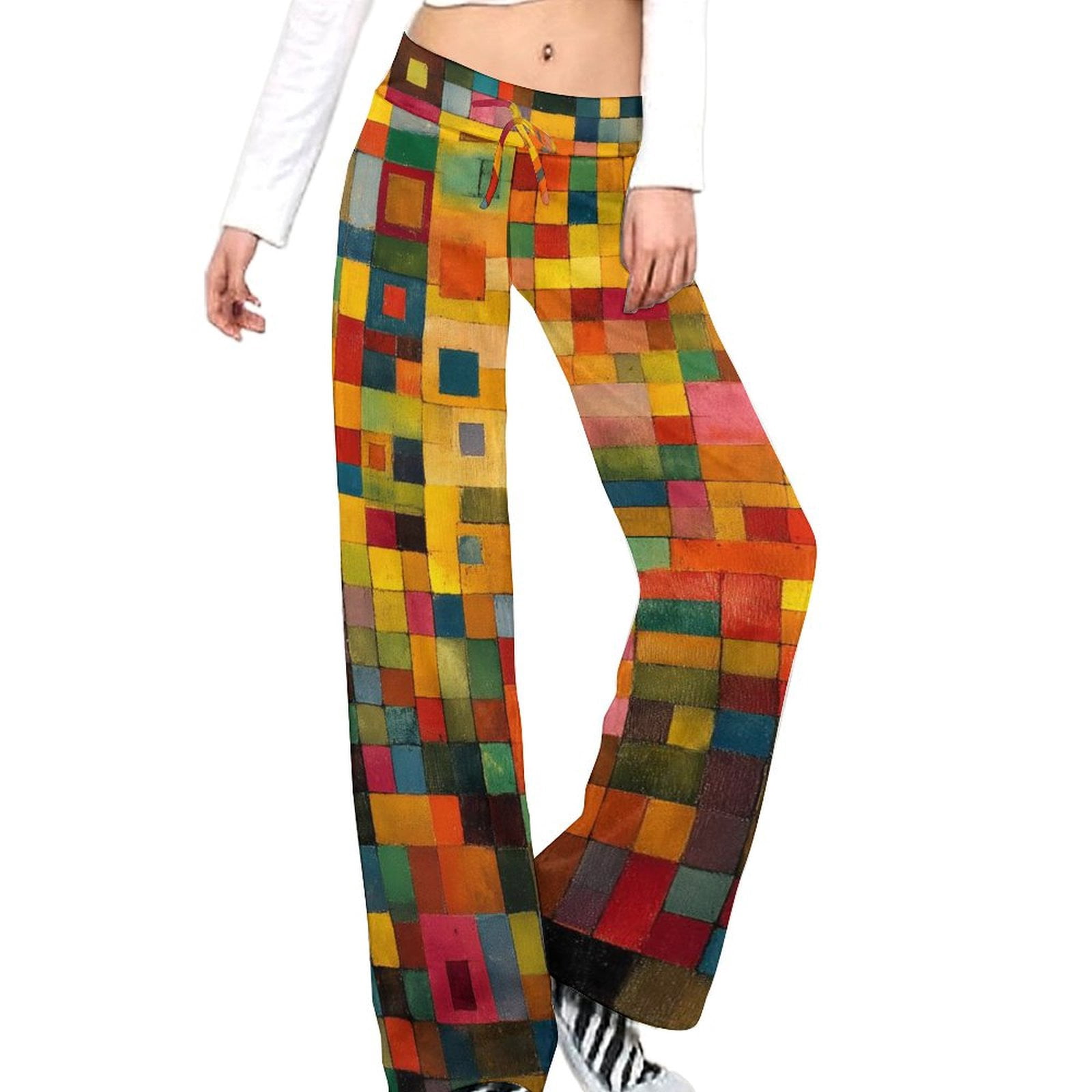 Colored Grid Geometry Summer Outfits Flowy Palazzo Pants for Women 2025 ...