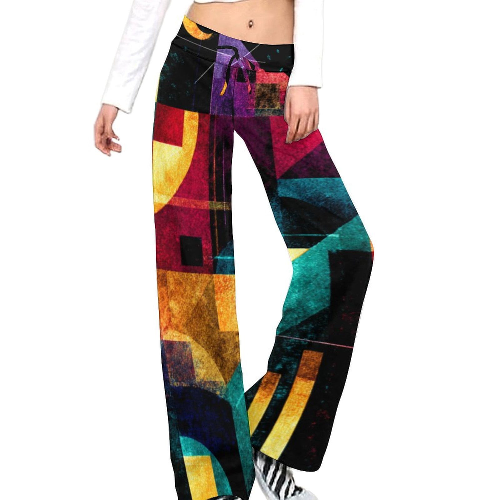 Colored Grid Geometry Summer Outfits Flowy Palazzo Pants for Women 2025 ...