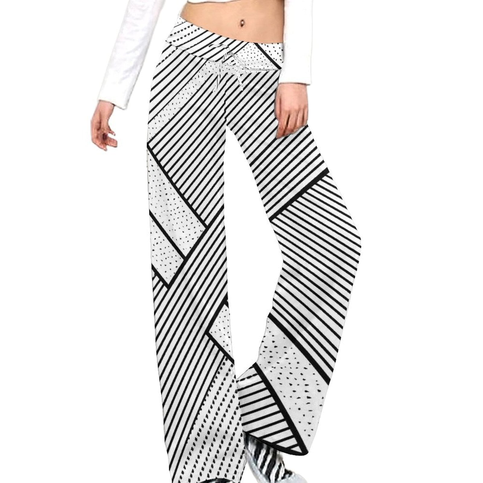 Colored Grid Geometry Womens Wide Leg Lounge High Waisted Loose Work Casual Outfits Trousers