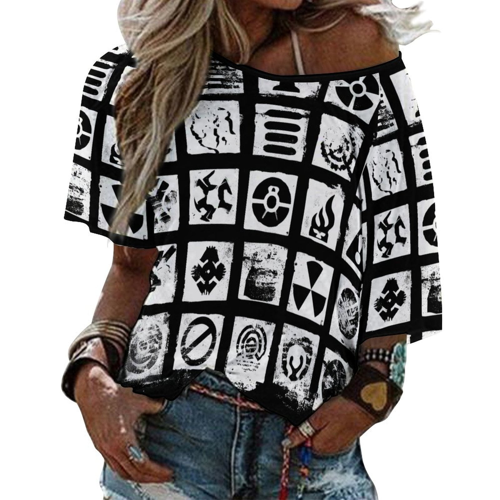 Colored Grid Geometry Womens Casual Crew Neck Short Sleeve Pleated Tops ...