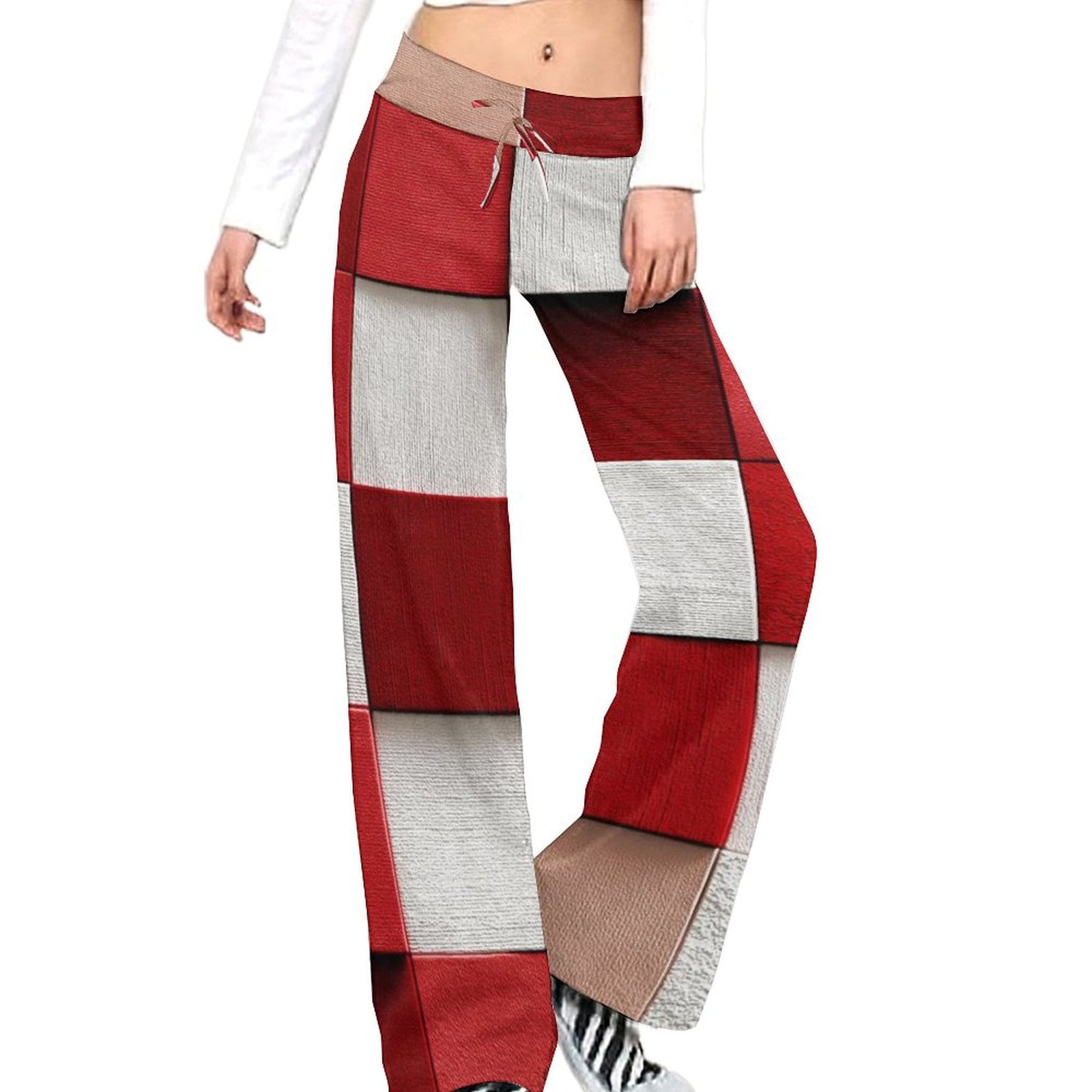 Colored Grid Geometry for Women Casual Lightweight Straight Leg Pants Comfy Women's Trousers ...