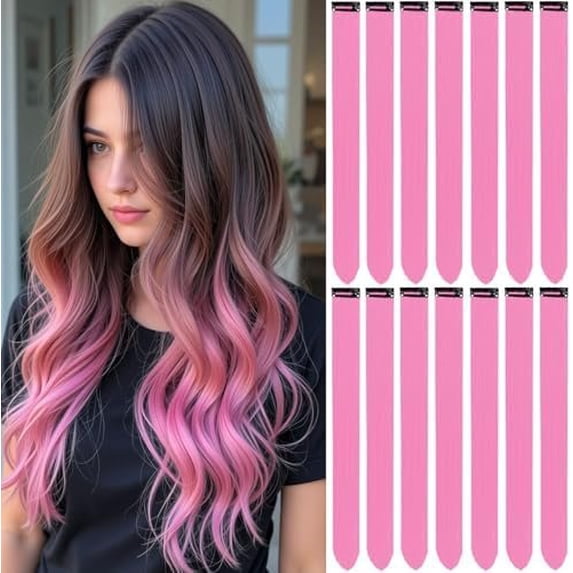 Colored Hair Extensions 14 count, 22 In Colorful Clip in Hair ...