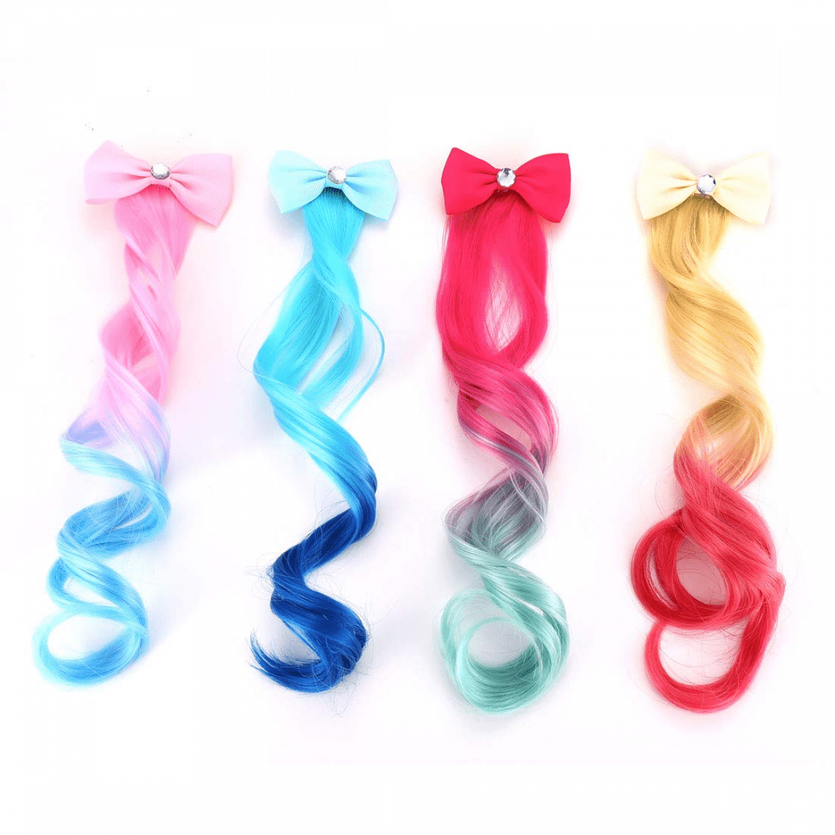 Colored Hair Extensions for Kids Rainbow Ponytail Extension Fake Hair ...