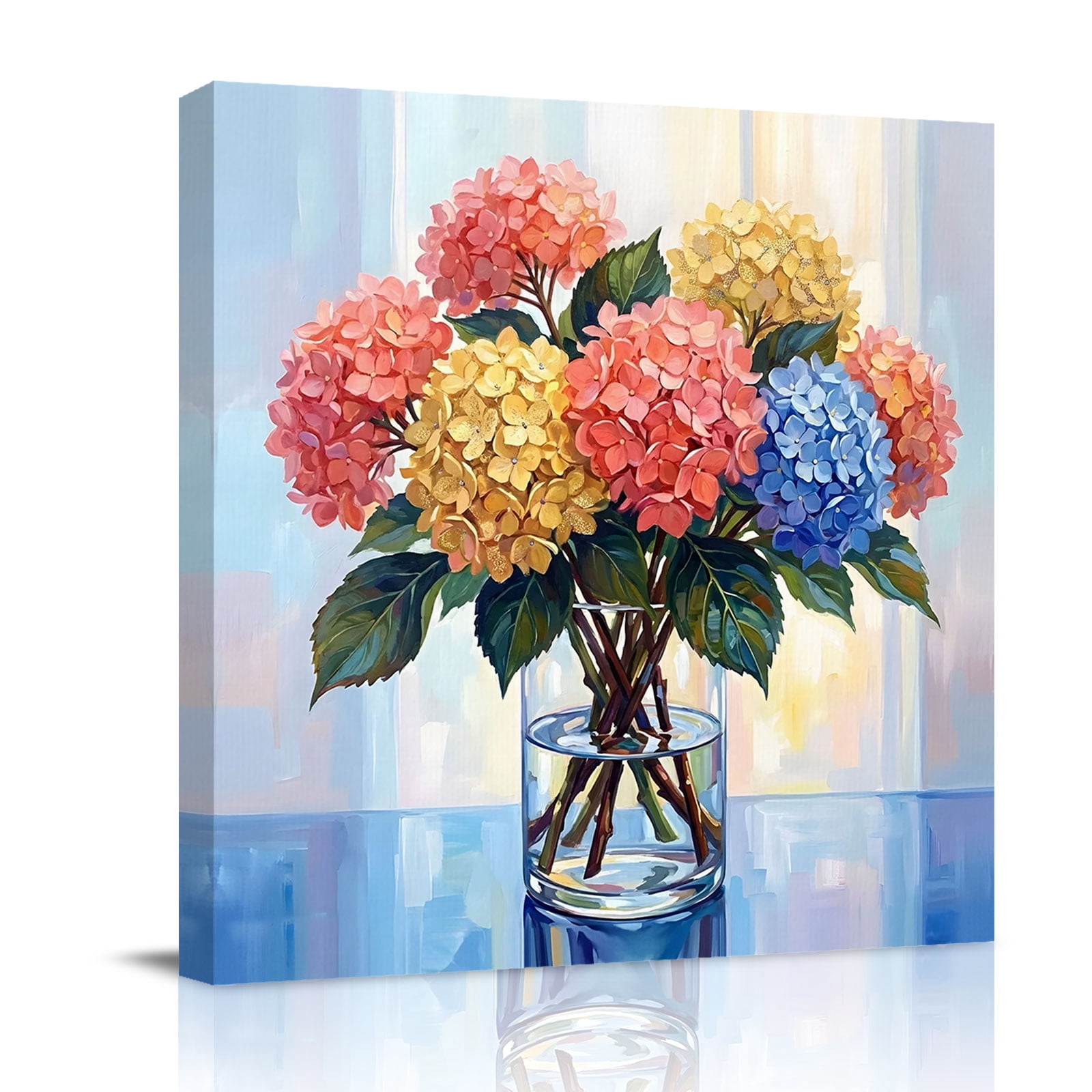Colored Hydrangea Canvas Wall Art for Living Room, Summer Soring Oil ...