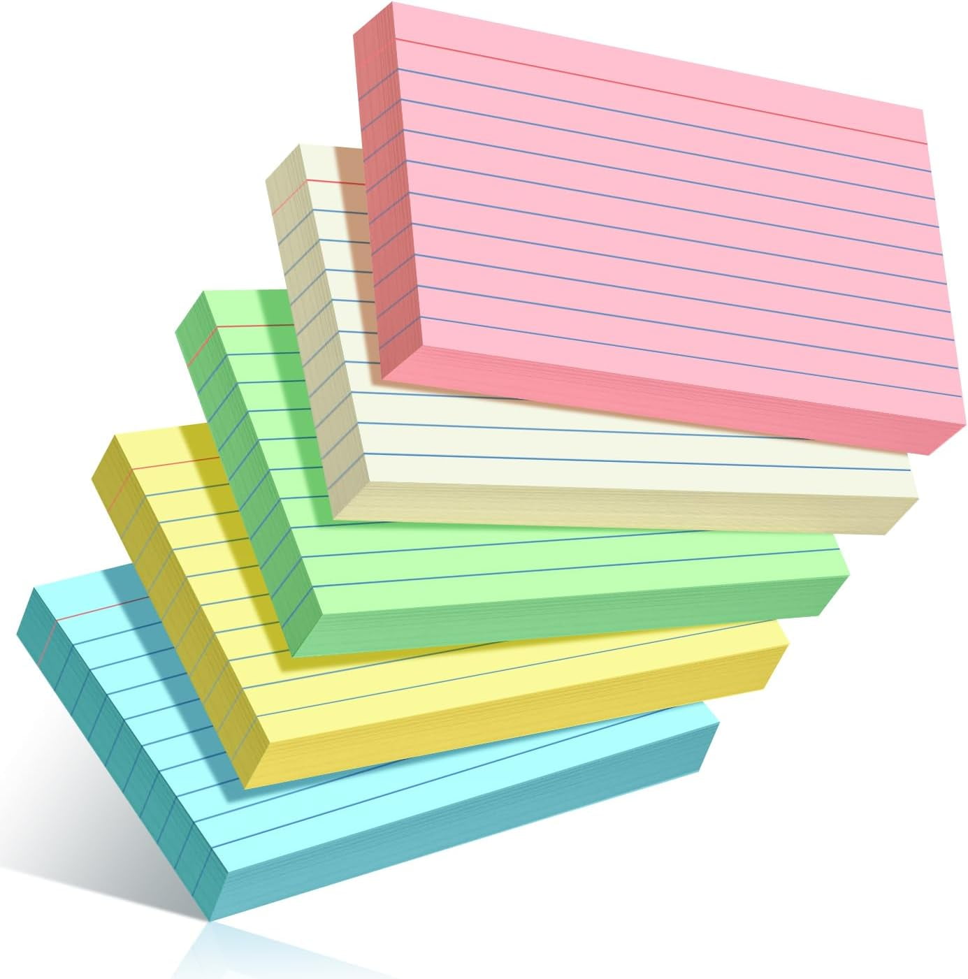 Colored Index Cards 3x5, 250 Pack, Ruled Index Cards, Flash Cards for ...