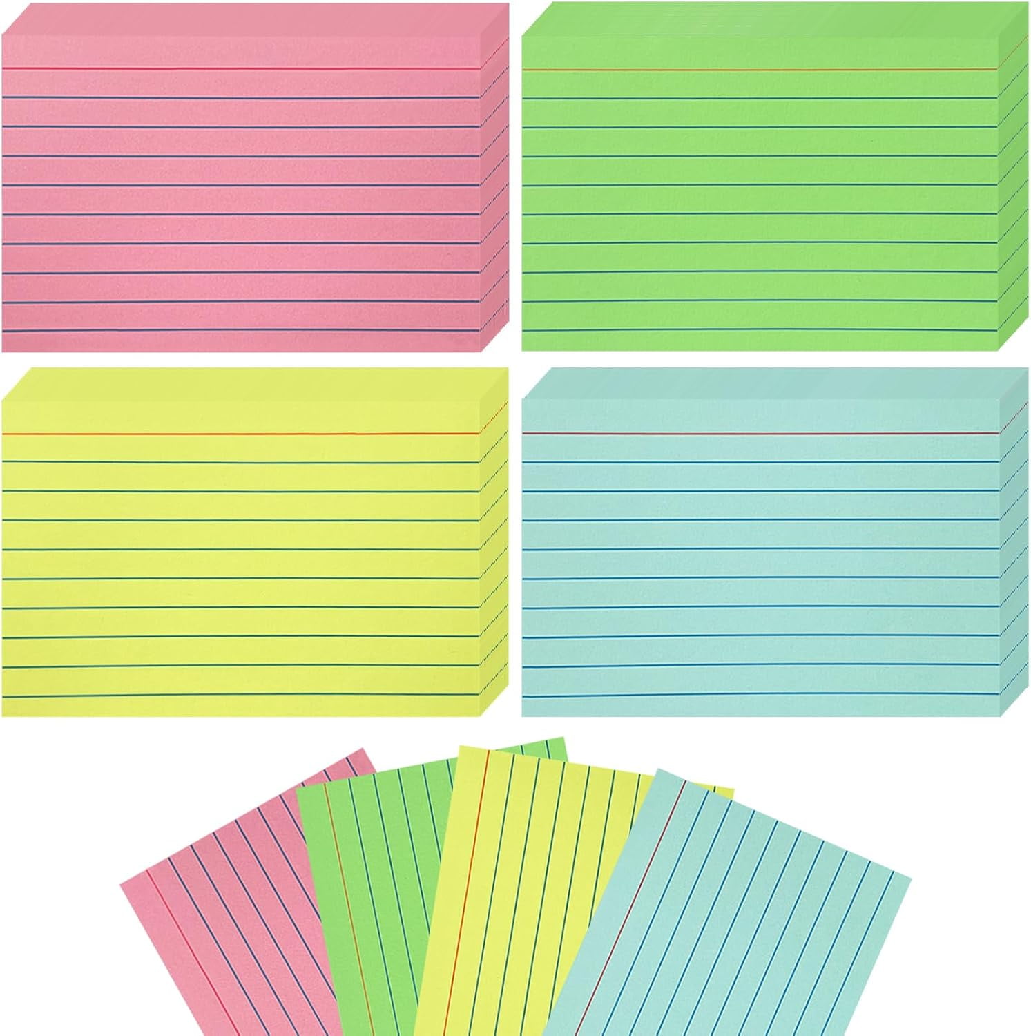 Colored Index Cards 4x6 Ruled, 160 Sheets Flash Cards for Studying ...