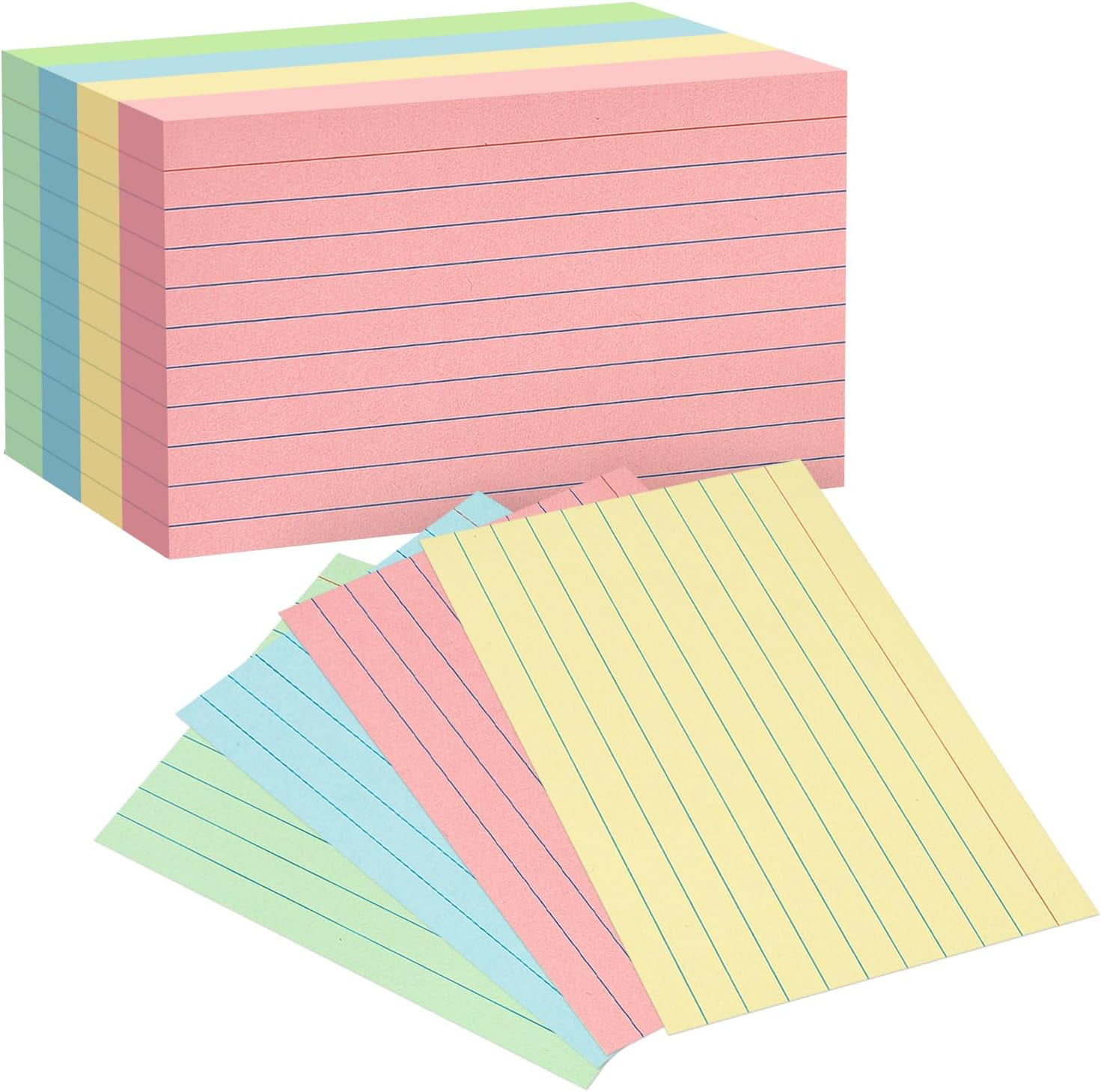 Colored Index Cards 4x6, Ruled Flashcards 100Pcs, 4 Color Notecards for ...