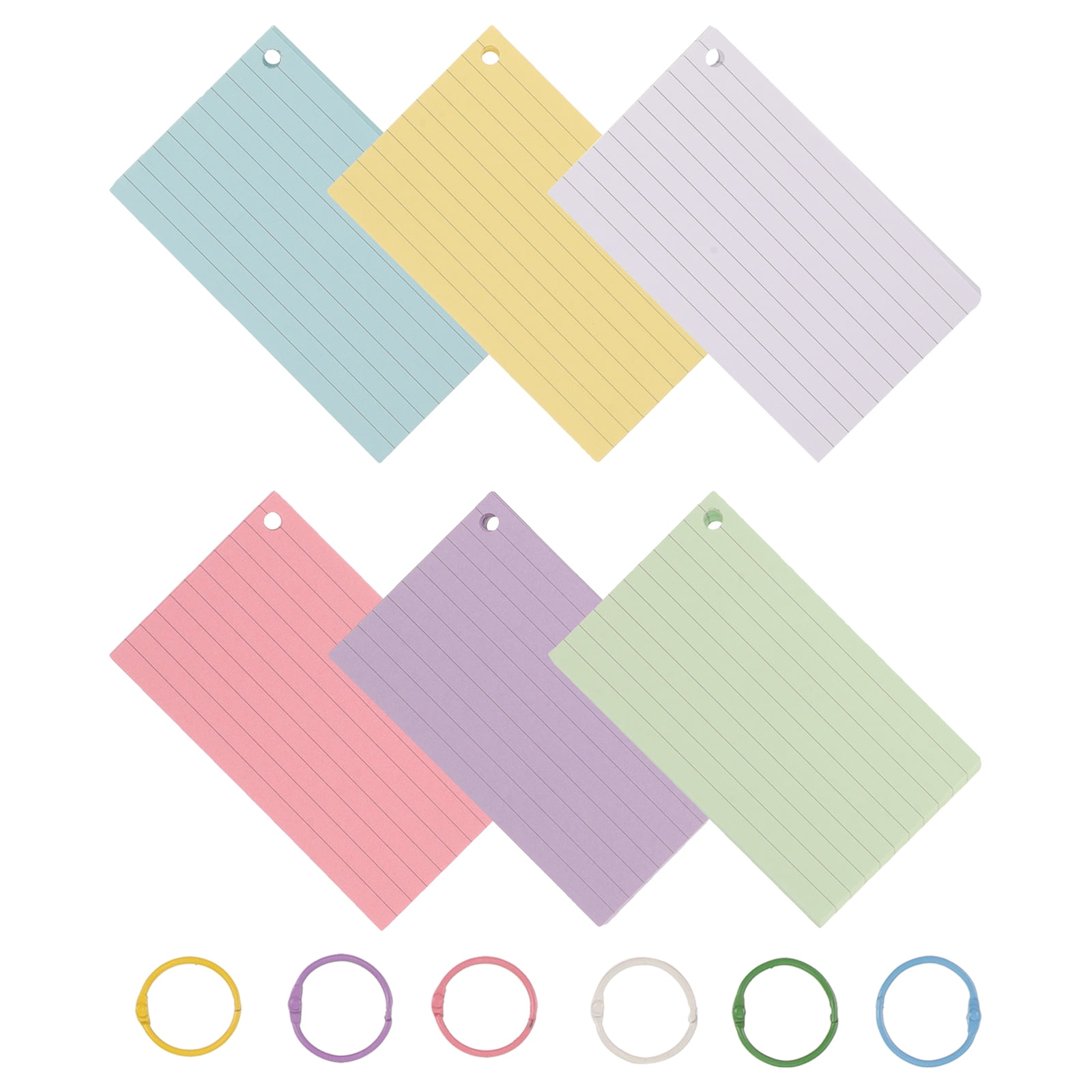Colored Index Cards Pre Hole Punched Memo Blank Words Flashcards ...