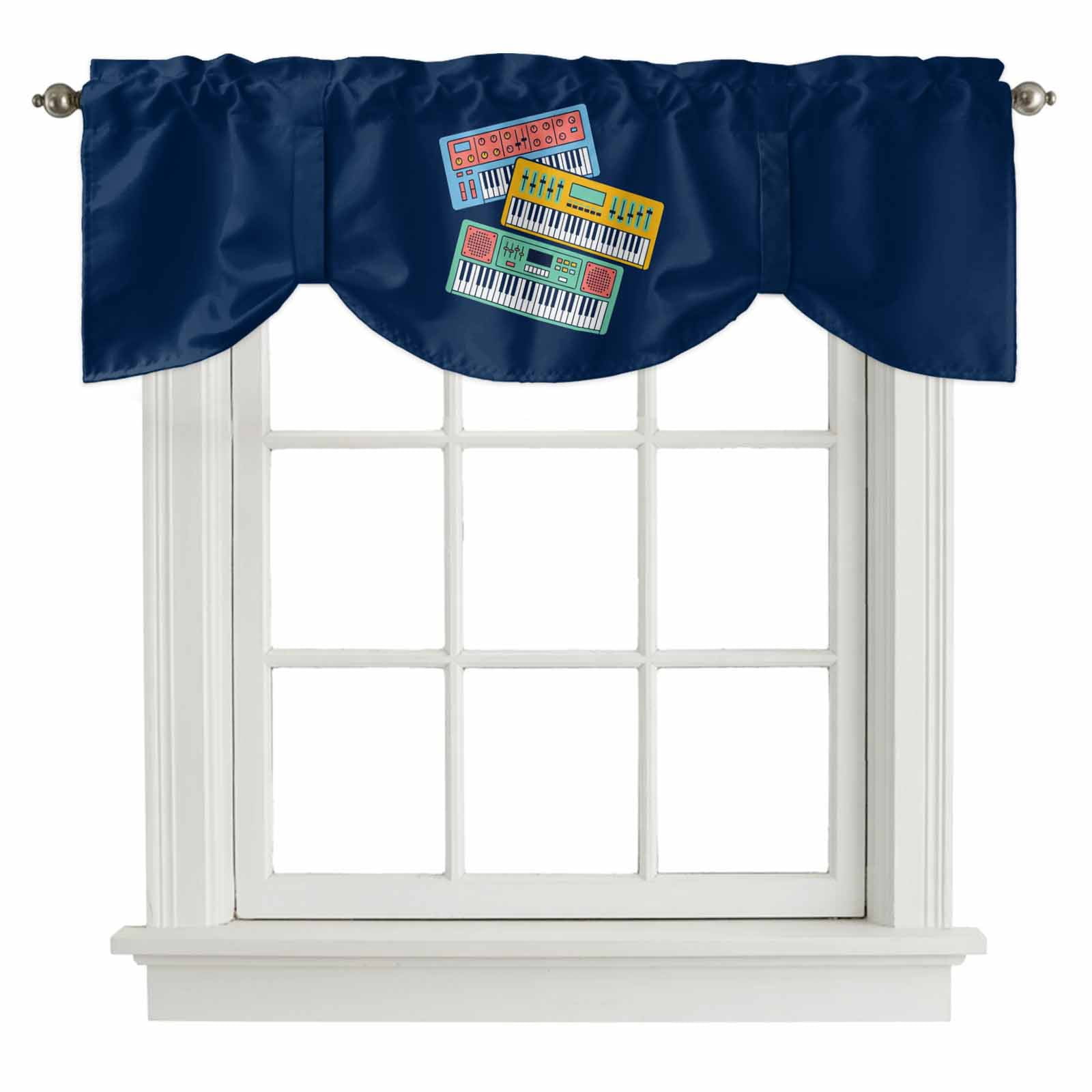 Colored Instruments Tie Up Valance Curtains Retro Green Yellow Blue ...