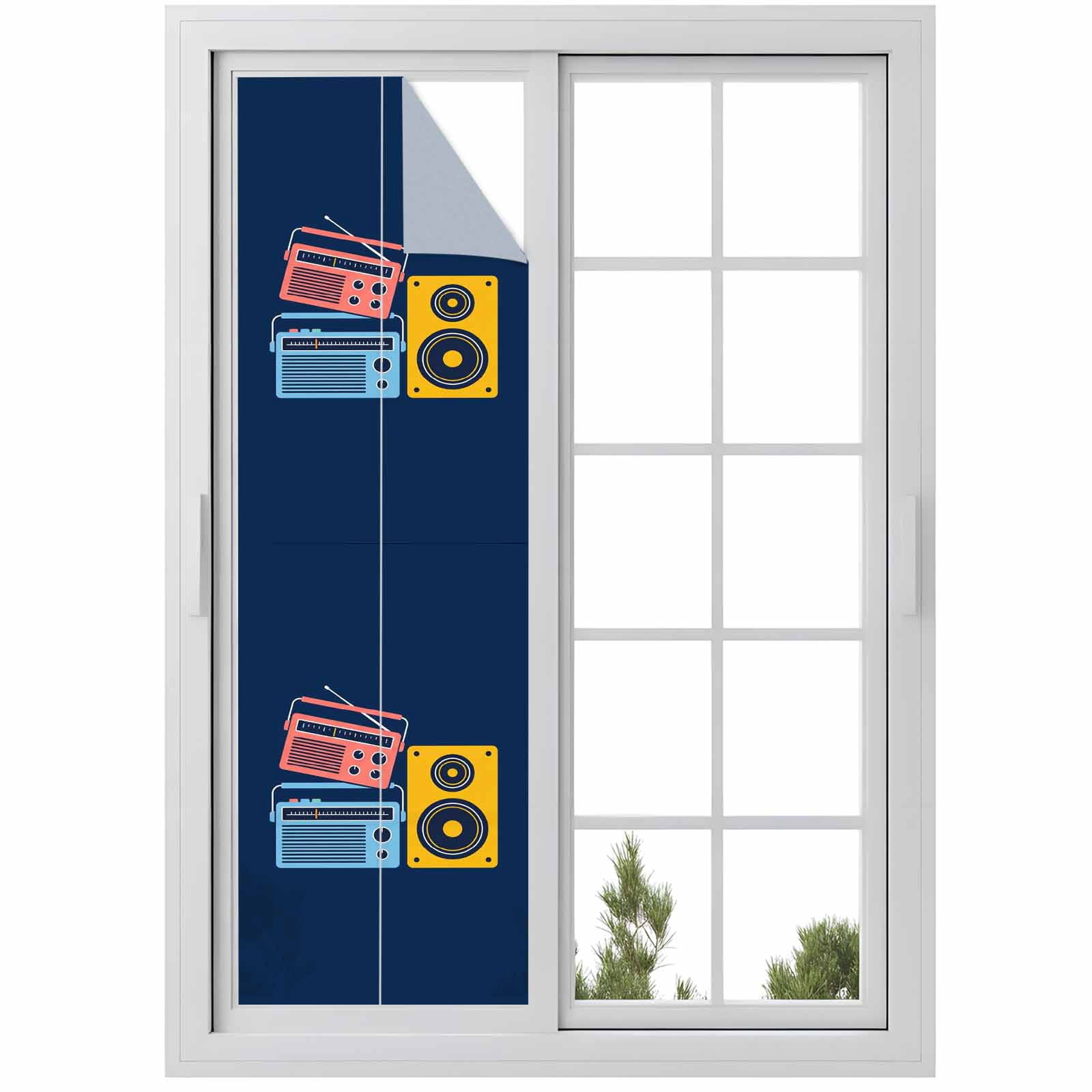 Colored Instruments Window Privacy Film, Retro Pink Yellow Blue ...