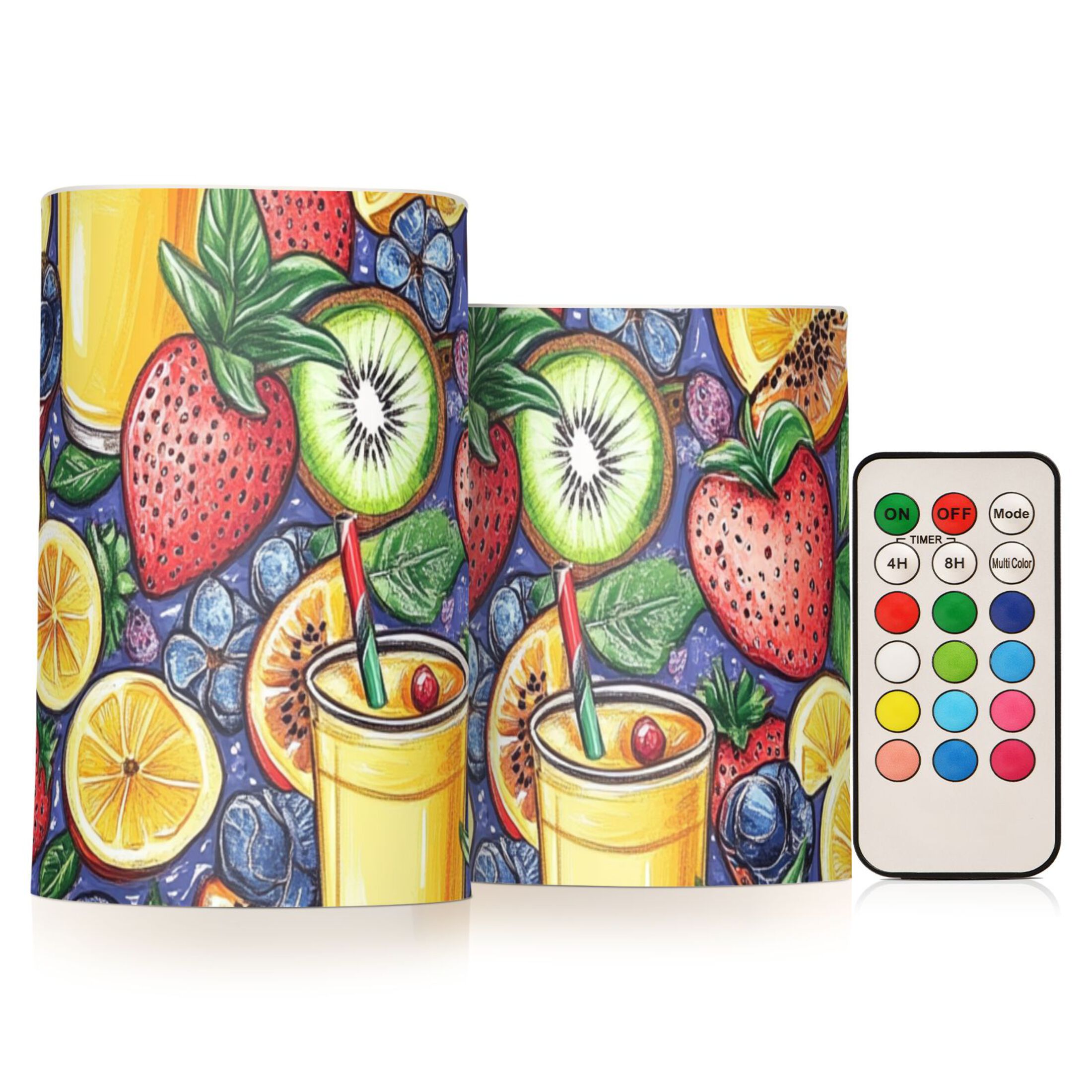Colored Juice Flickering Flameless Candles Battery Operated with Remote ...