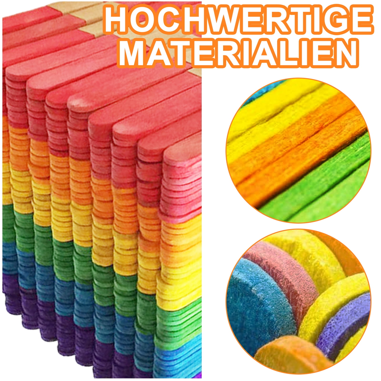 Rainbow Popsicle Sticks, Colored Jumbo Wooden Craft Sticks for Home ...