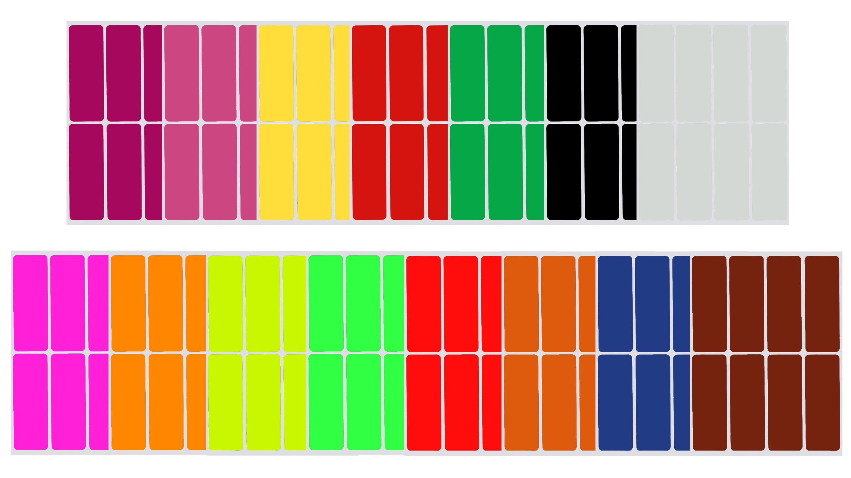 Colored Label sticker rectangle in 15 colors 1 x 3 inch writable labels ...