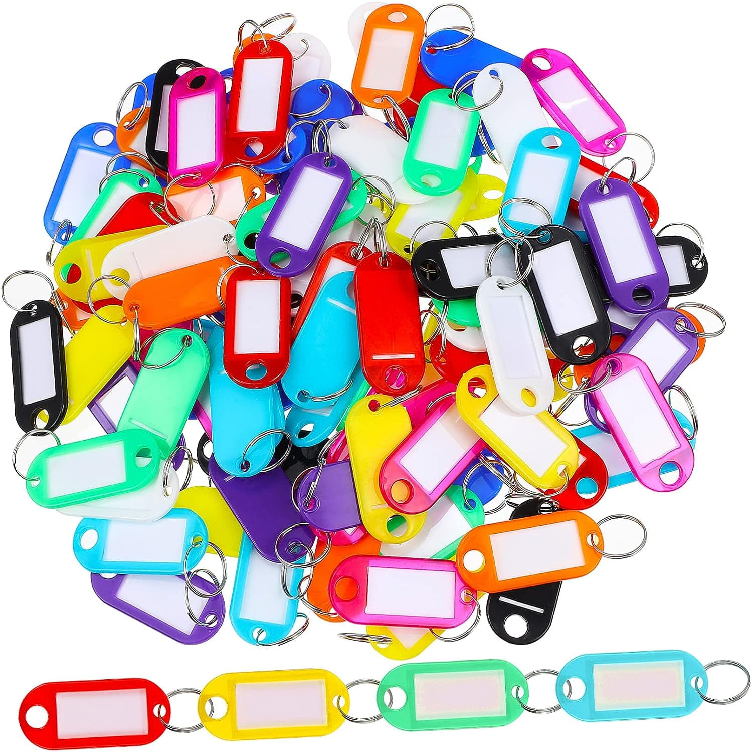 Colored Labels 100 Pcs Key Rings and Writable Key Tags Practical Key ...