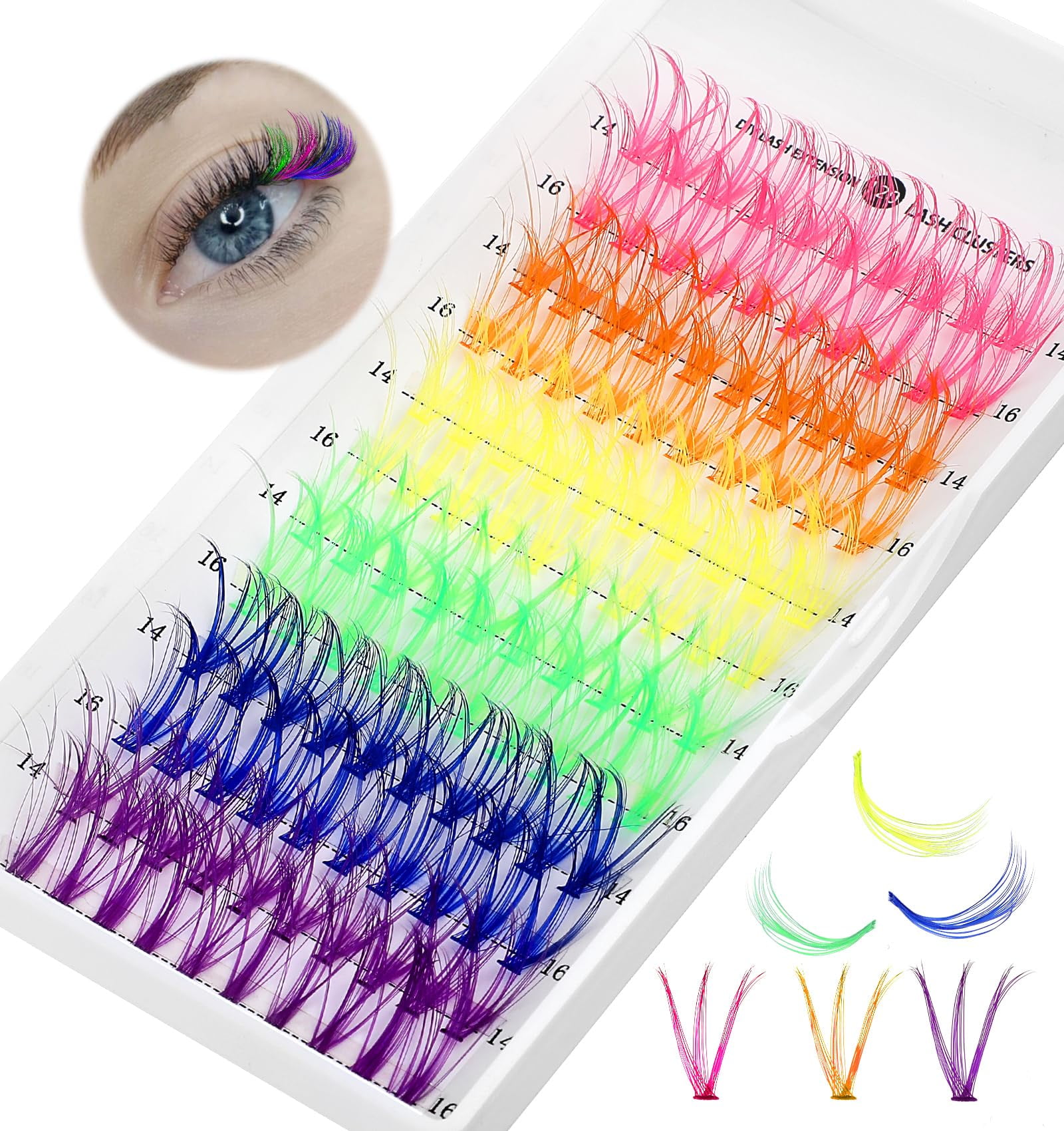 Colored Lash Clusters, Heasy Colored Lash Extensions Individual Lashes ...