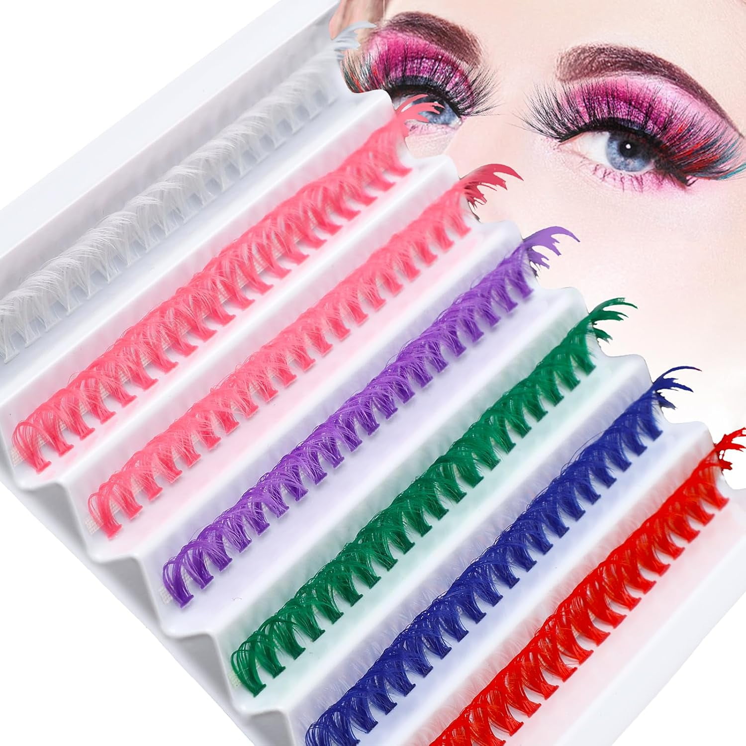 Colored Lashes Cluster 14MM Individual False Lashes DIY Eyelashes ...