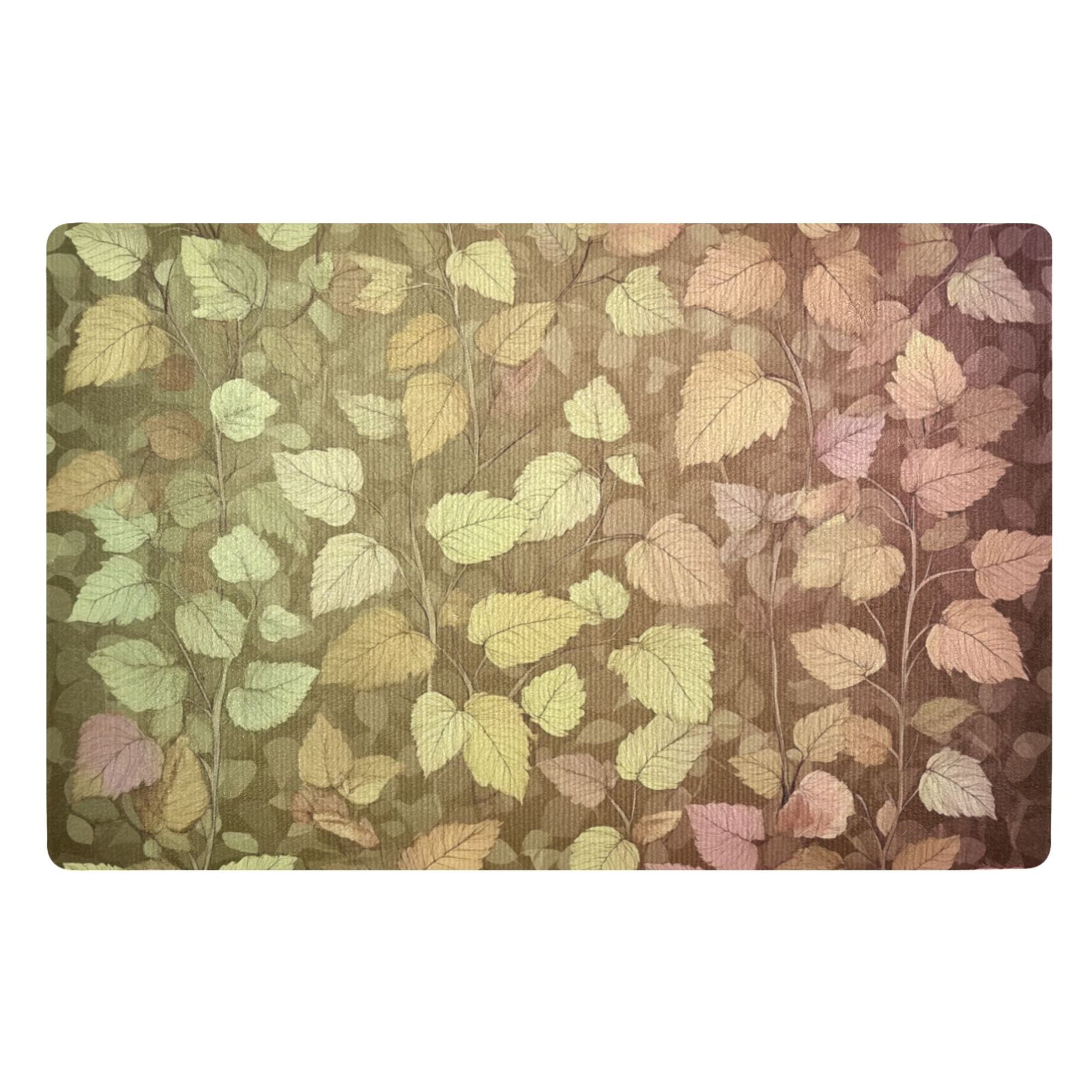 Colored Leaves on Gradient Background Floor Door Mat Outdoor Indoor for ...